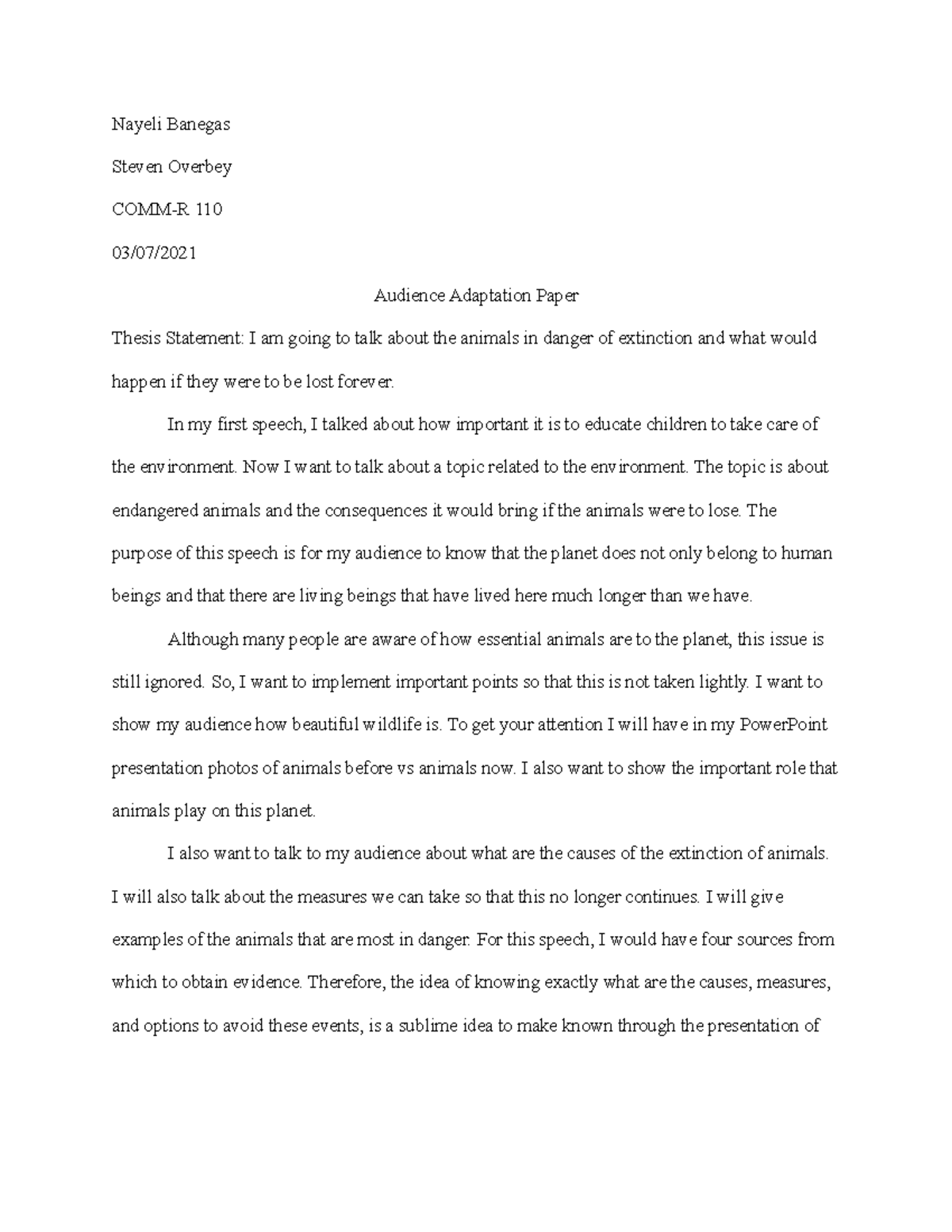 Audience Adaptation Paper - Nayeli Banegas Steven Overbey COMM-R 110 03 ...