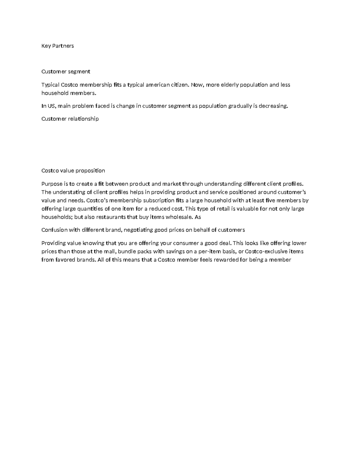Key Partners - Key Partners Customer segment Typical Costco membership ...