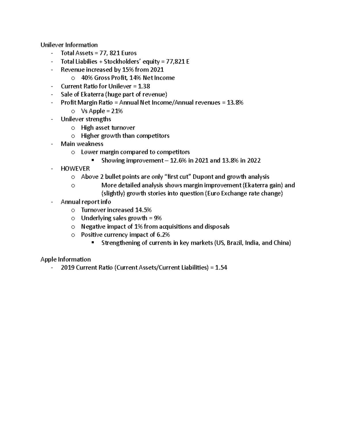 Unilever Information - Summary Principles Of Business - Unilever ...
