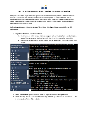 6-1 Project One: Creating a Database and Query Data - DAD 220 Database ...