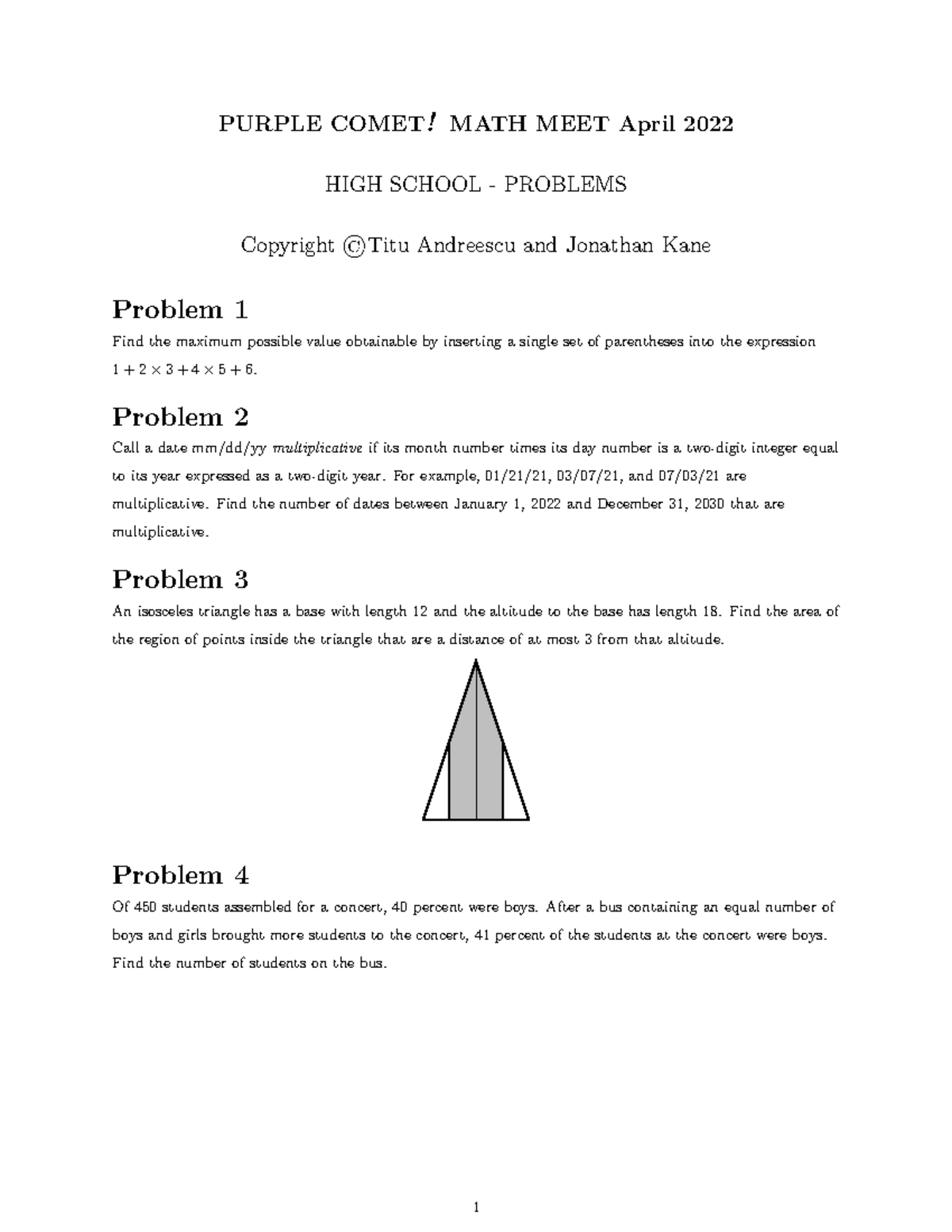 2022HSContest - university of delhi - PURPLE COMET! MATH MEET April ...
