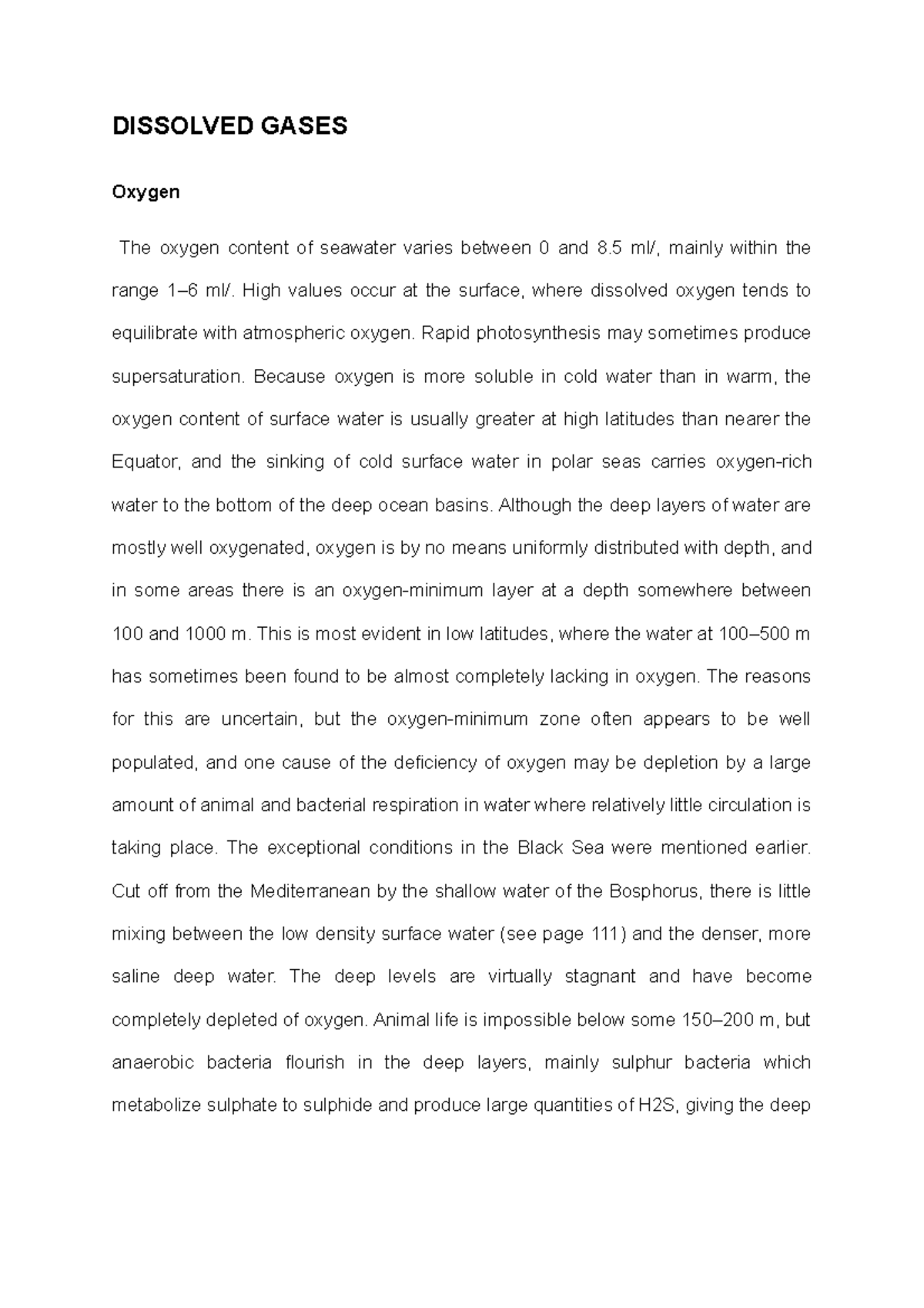 Dissolved Gases - lecture notes related to marine ecology - DISSOLVED ...