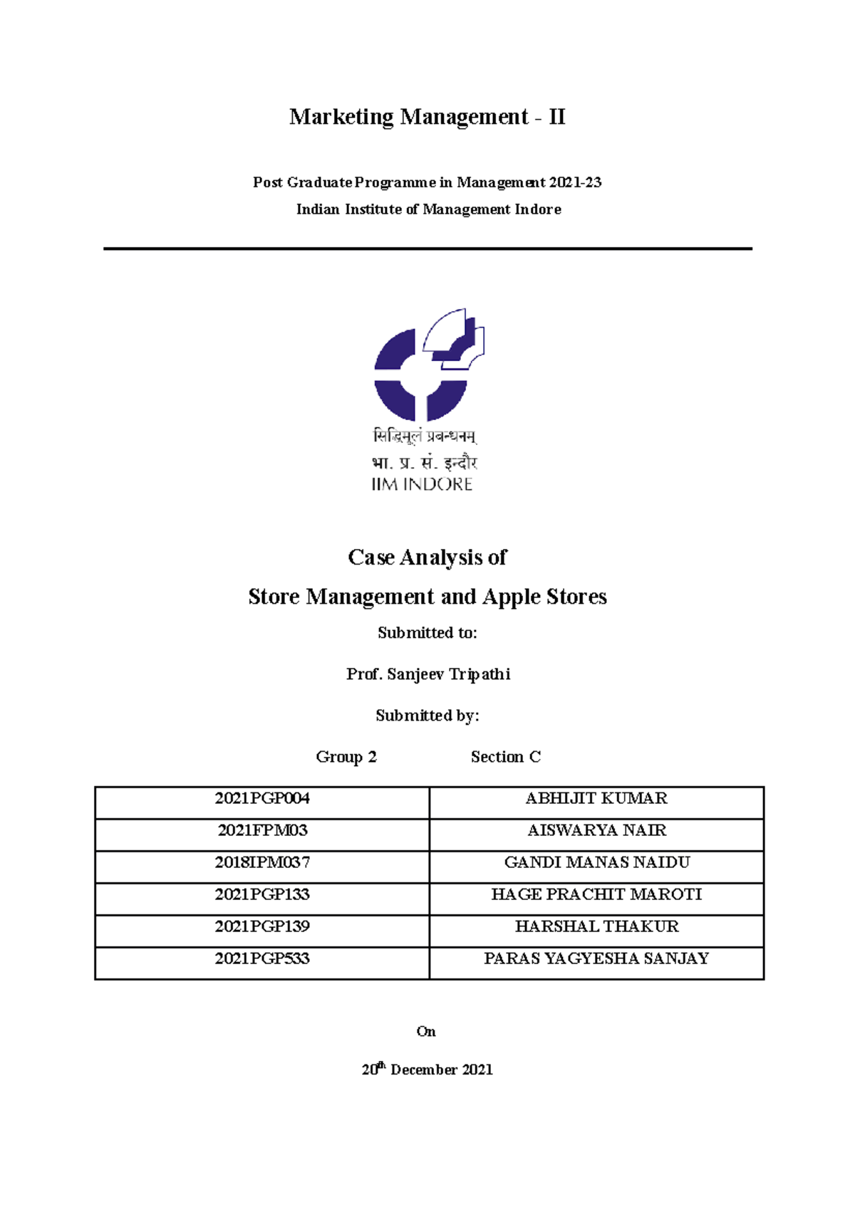 Apple store case analysis- G2 - Marketing Management - II Post Graduate Programme in Management ...