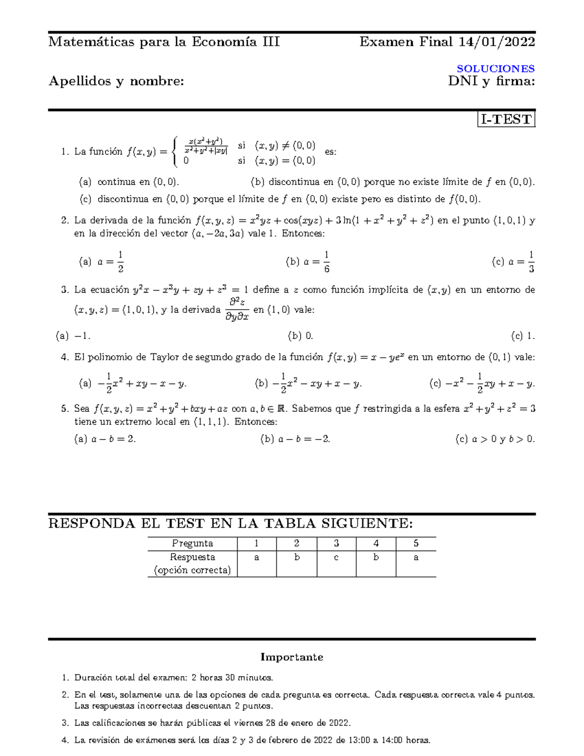 Solución Mateco 3 EF ORD 2021 22 - Matem ́aticas para la Econom ́ıa III Examen Final 14/01 ...