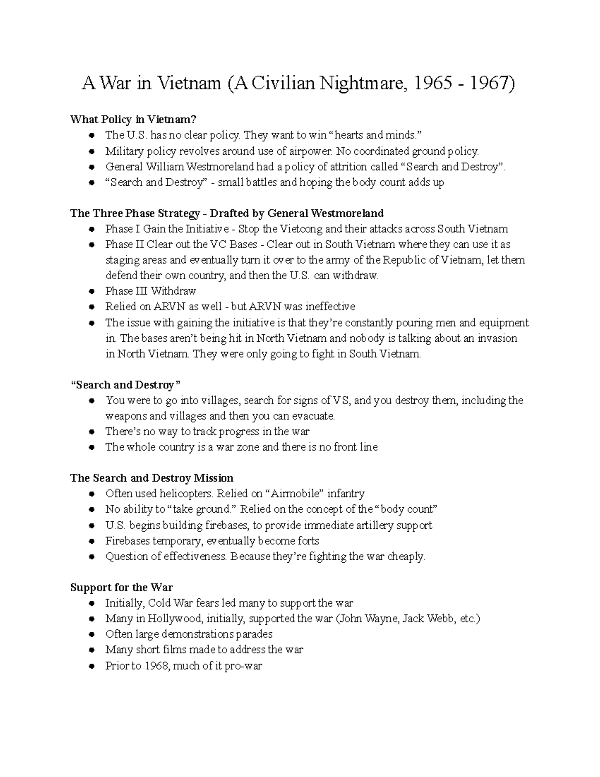 A War in Vietnam (A Civilian Nightmare, 1965 - 1967) - HIST 1493 - A ...