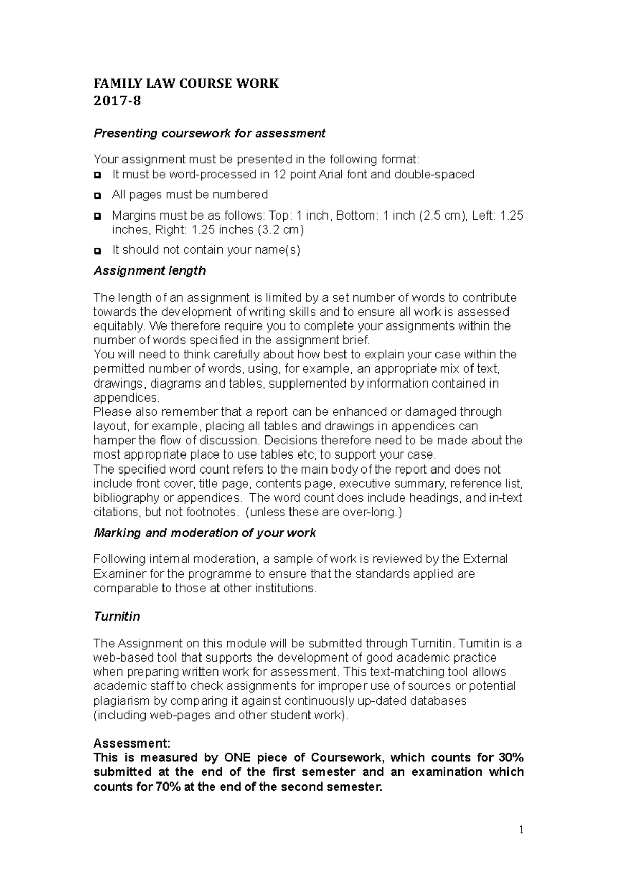 2017-8 Fam Law coursework - FAMILY LAW COURSE WORK 2017-8 Presenting ...