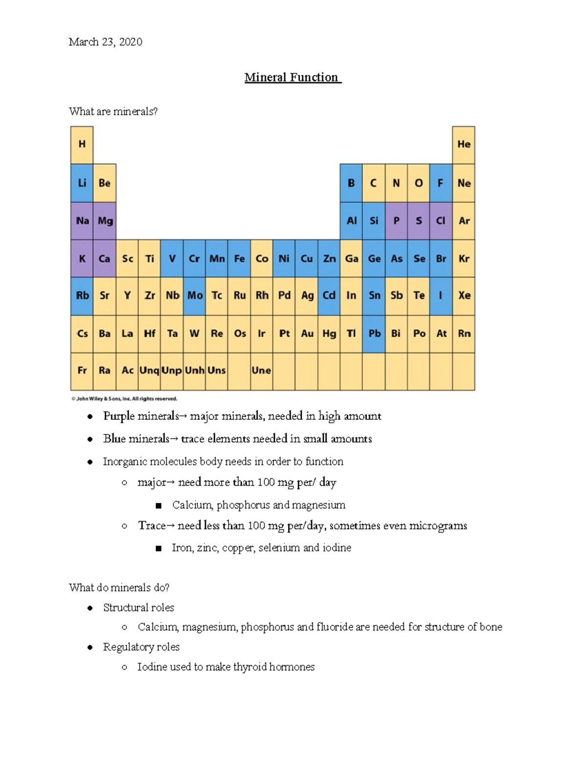 Mineral Function - Mineral Function What are minerals? Purple minerals→ ...