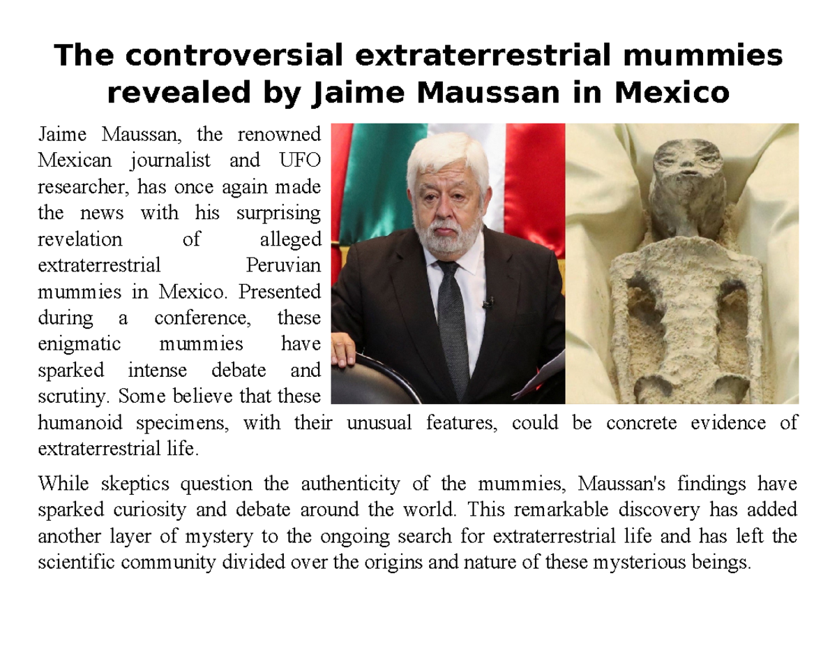 Writing II - ADV 4 - eNGLISH - The controversial extraterrestrial ...