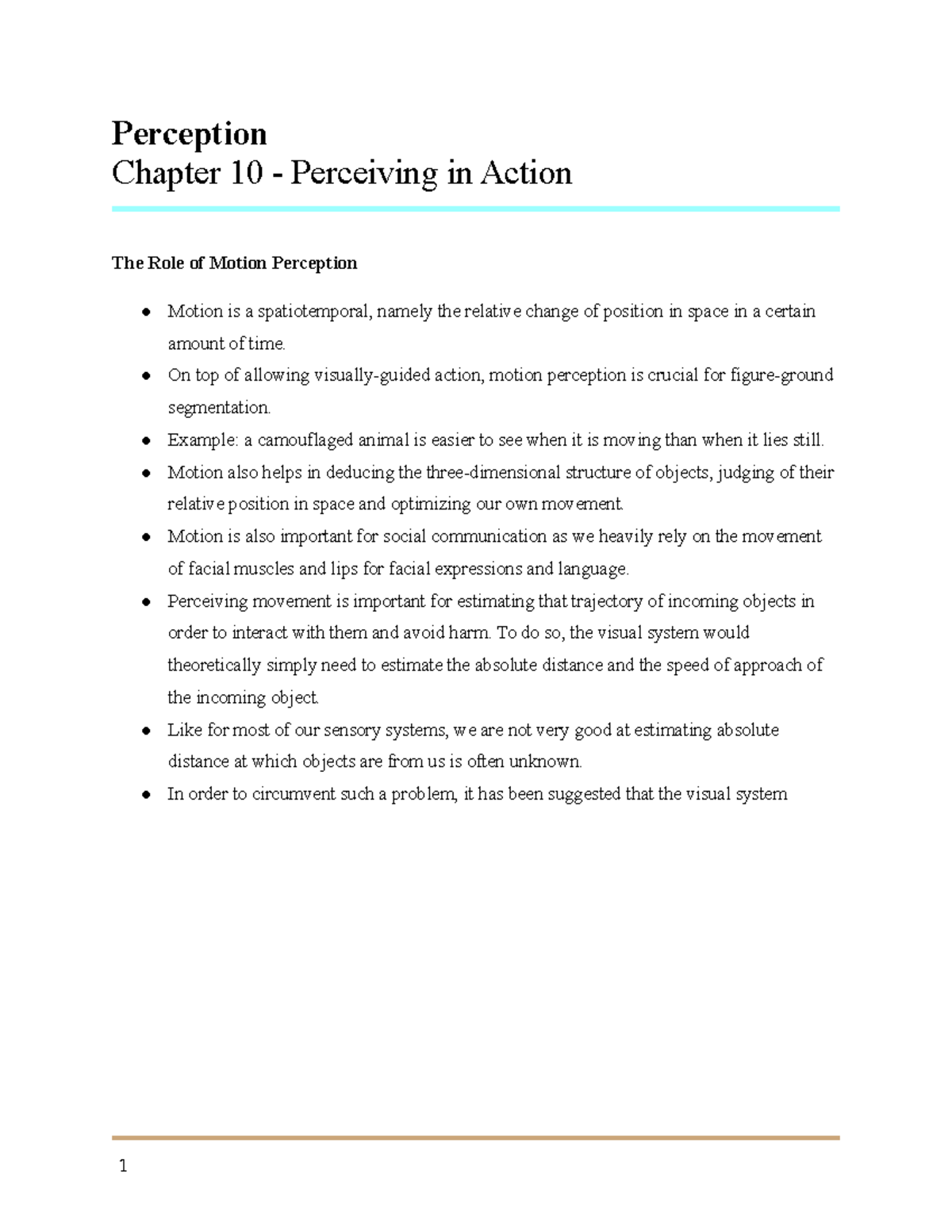 Chapter 10 - Perceiving in Action - Perception Chapter 10 - Perceiving ...
