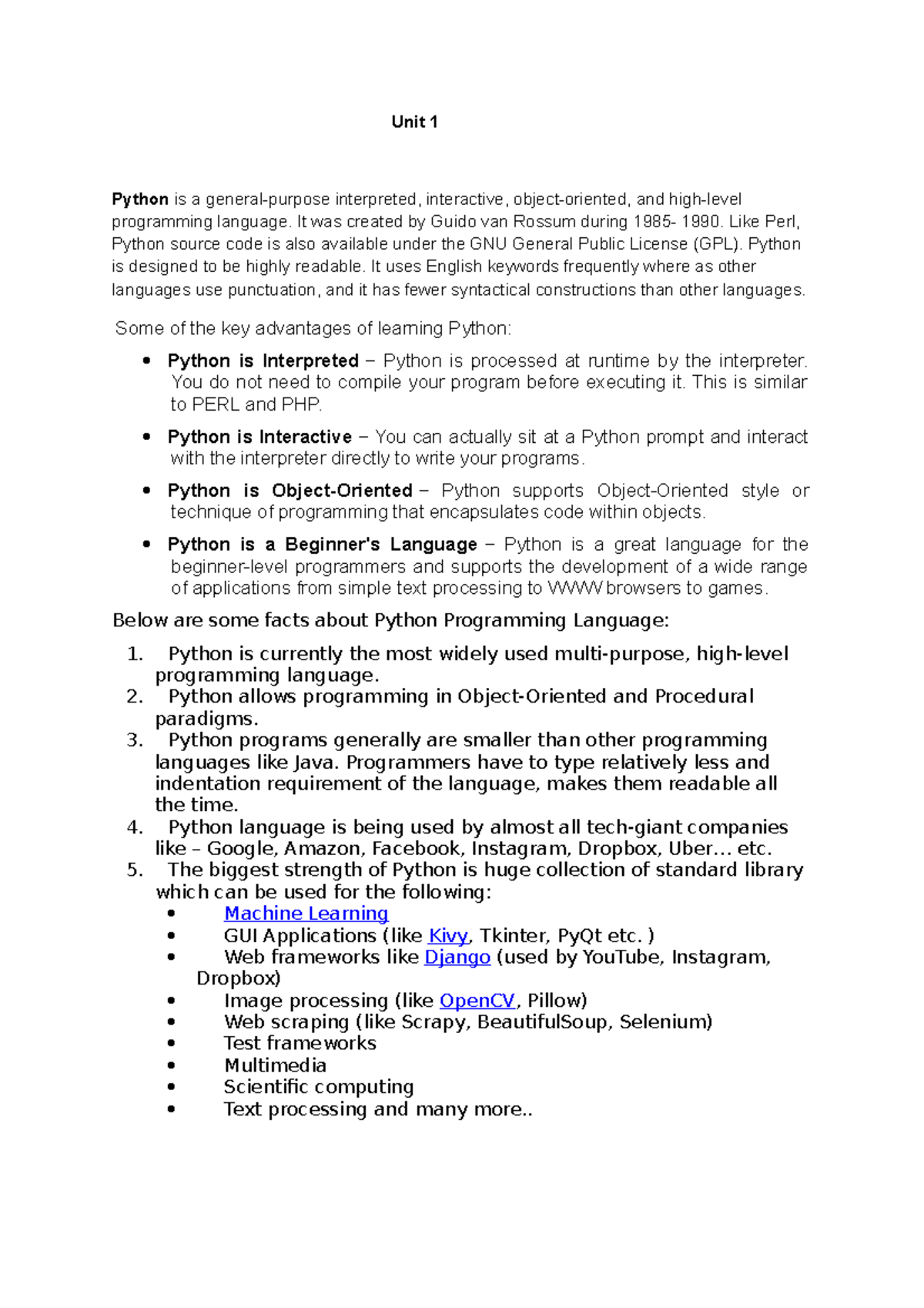 Unit 1 Python - It was created by Guido van Rossum during 1985- 1990 ...