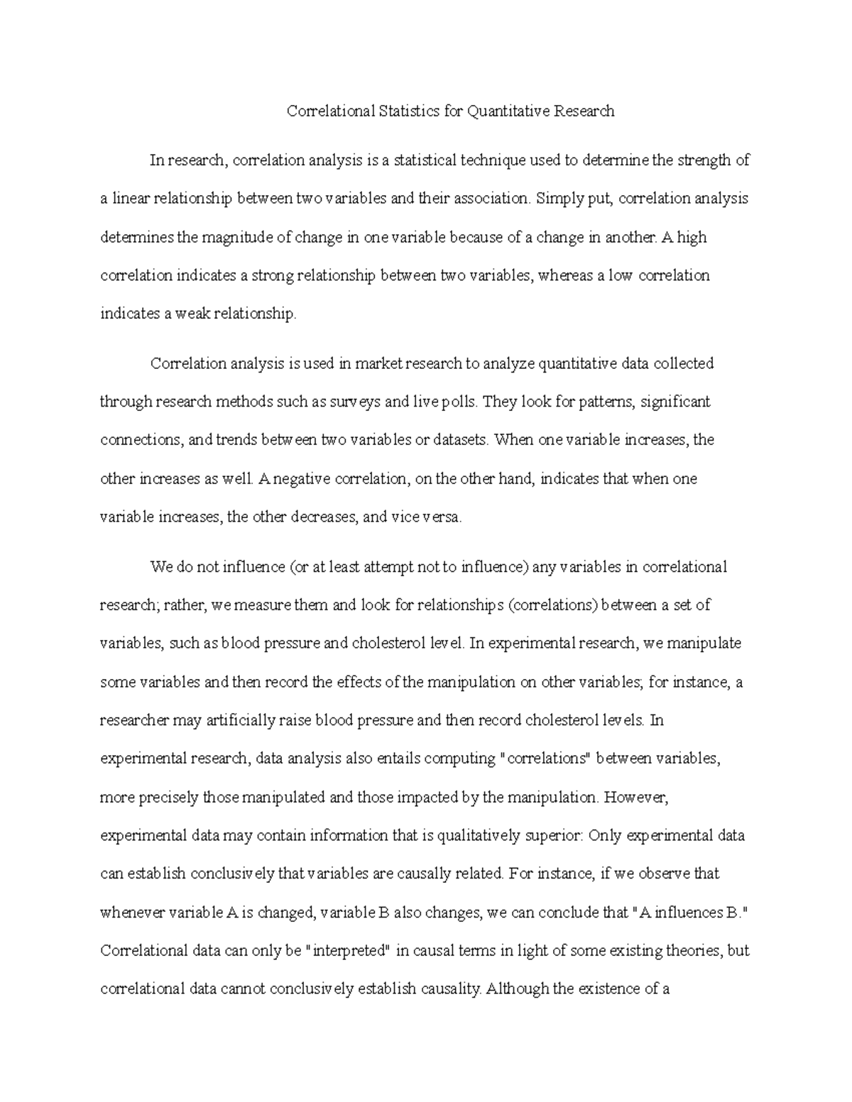 Correlational Statistics for Quantitative Research - Simply put ...