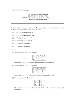 Basic Mathematics for Business and Economics - Math1009 - HKU - Studocu