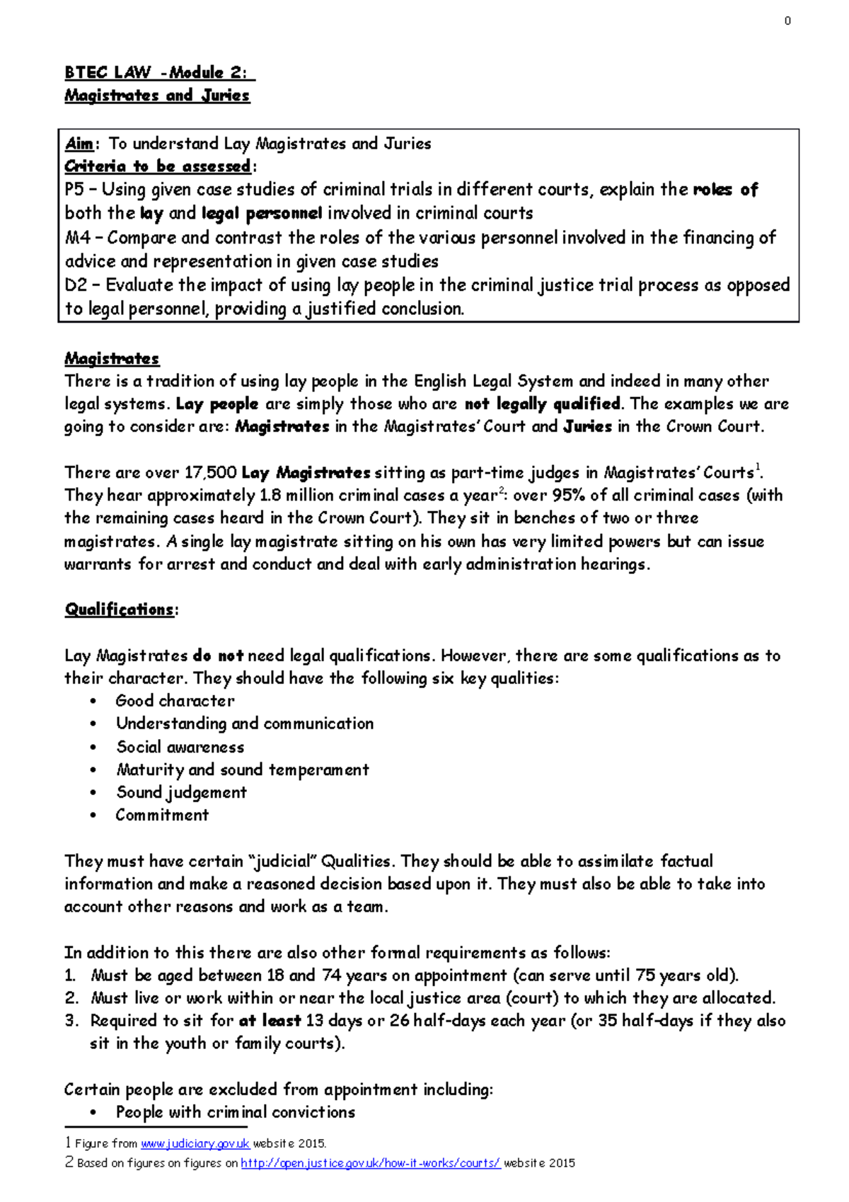 Magistrates and Juries 2021-22 (1) - BTEC LAW -Module 2: Magistrates ...