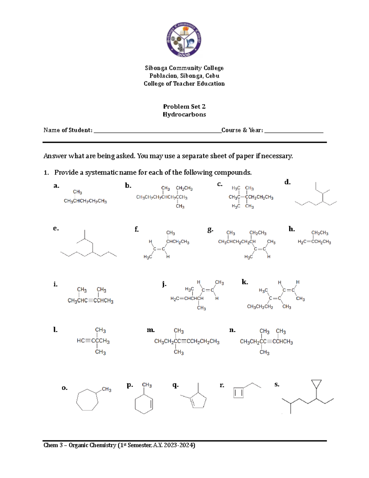 PS2-Hydrocarbons - Notes about Science - Chem 3 – Organic Chemistry ...