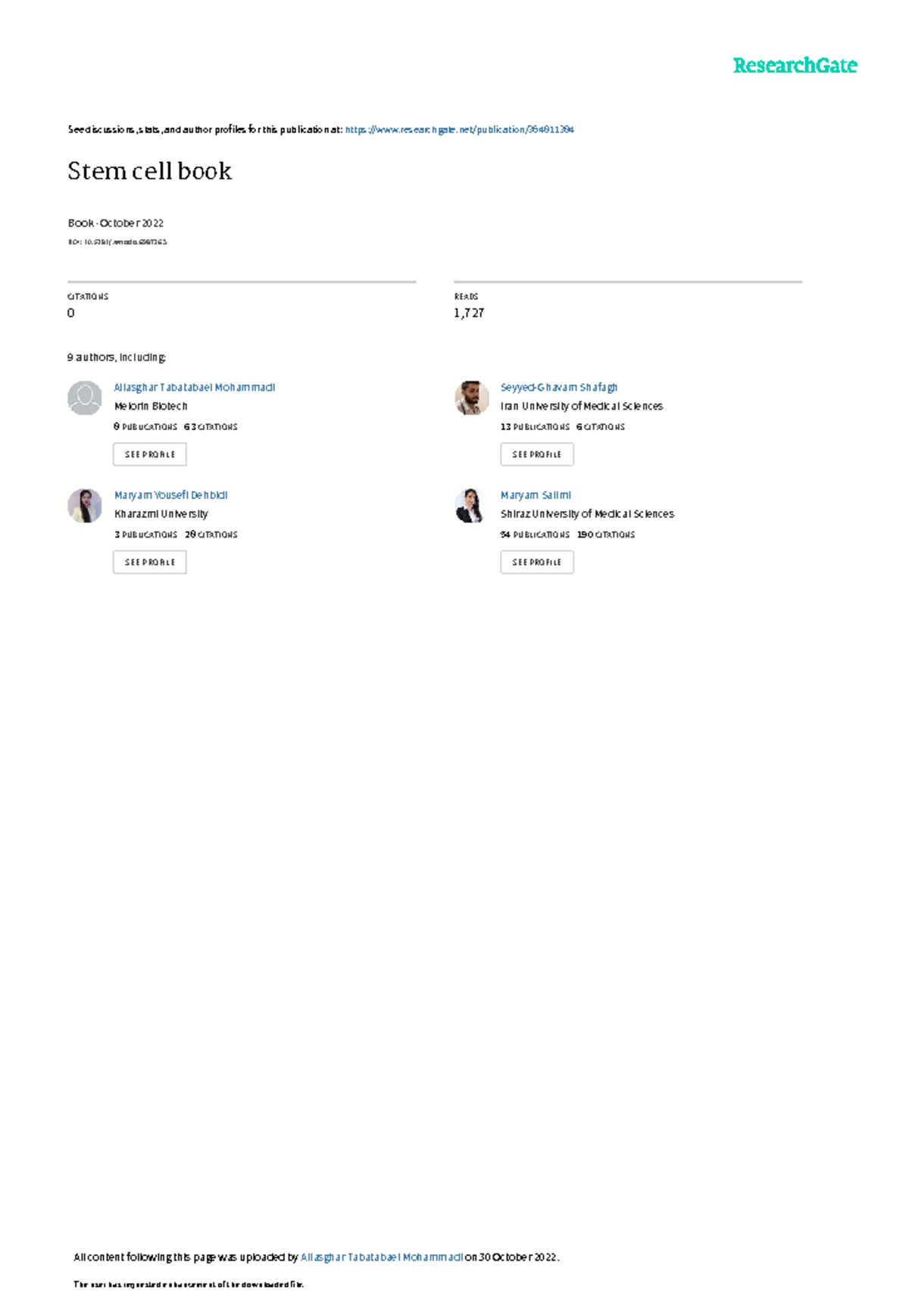 Stemcell - See discussions, stats, and author profiles for this publication at: - Studocu