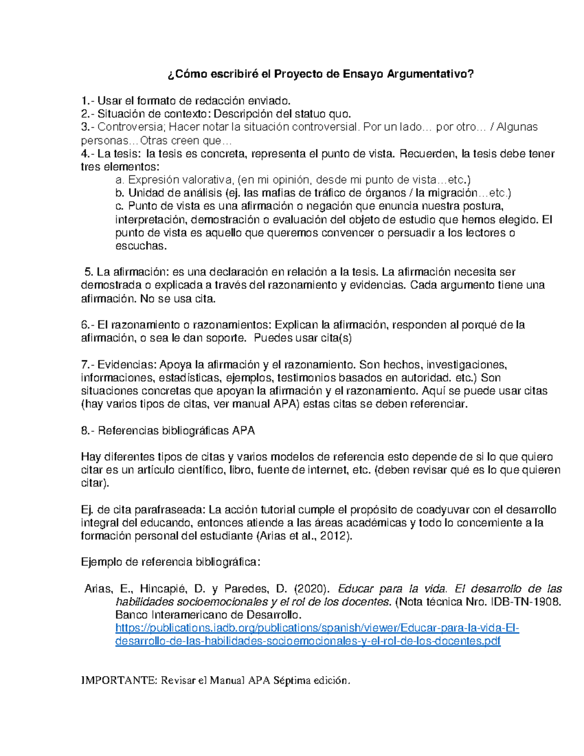 Cómo escribiré el proyecto de ensayo argumentativo - ¿Cómo escribiré el ...
