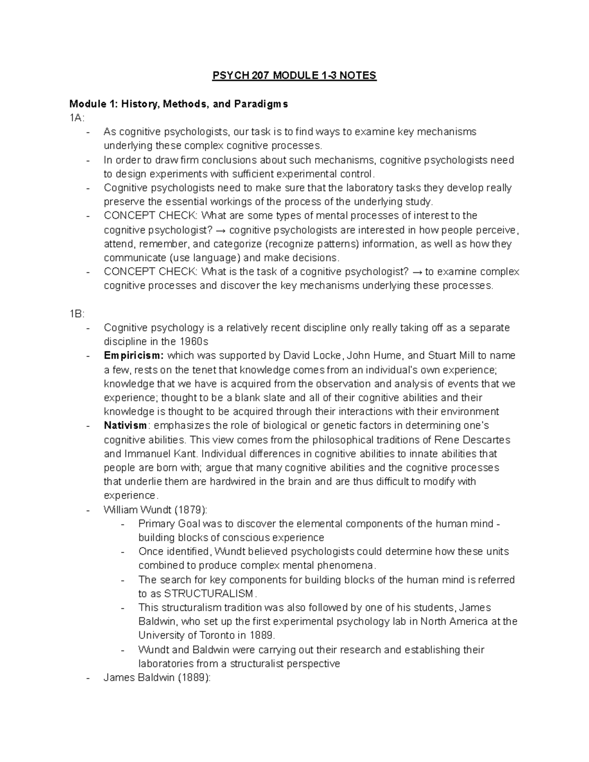 Psych 207 Module 1-3 Notes - PSYCH 207 MODULE 1-3 NOTES Module 1 ...