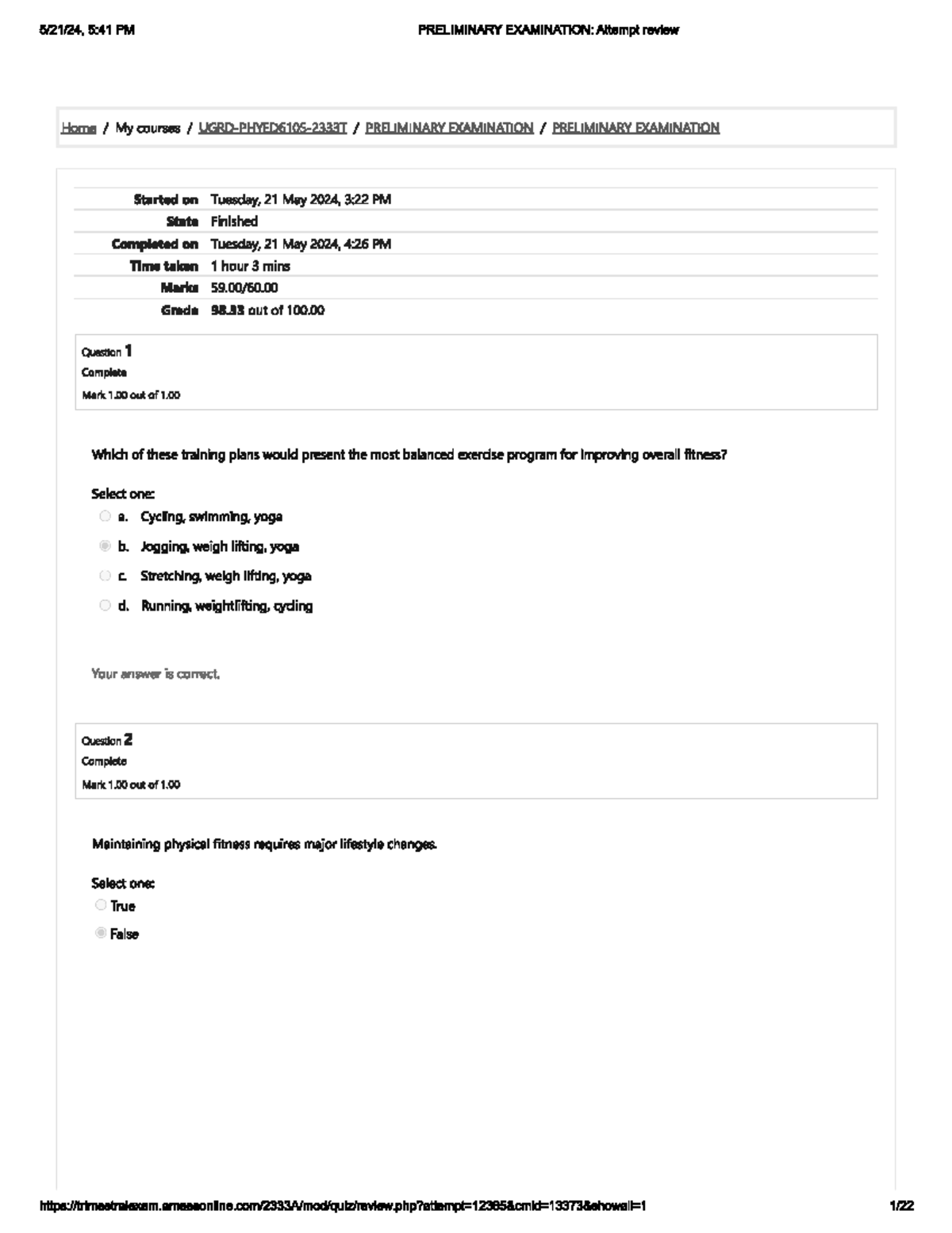 Phyed 6105 - Physical Activities Toward Fitness and Health 2 - Studocu