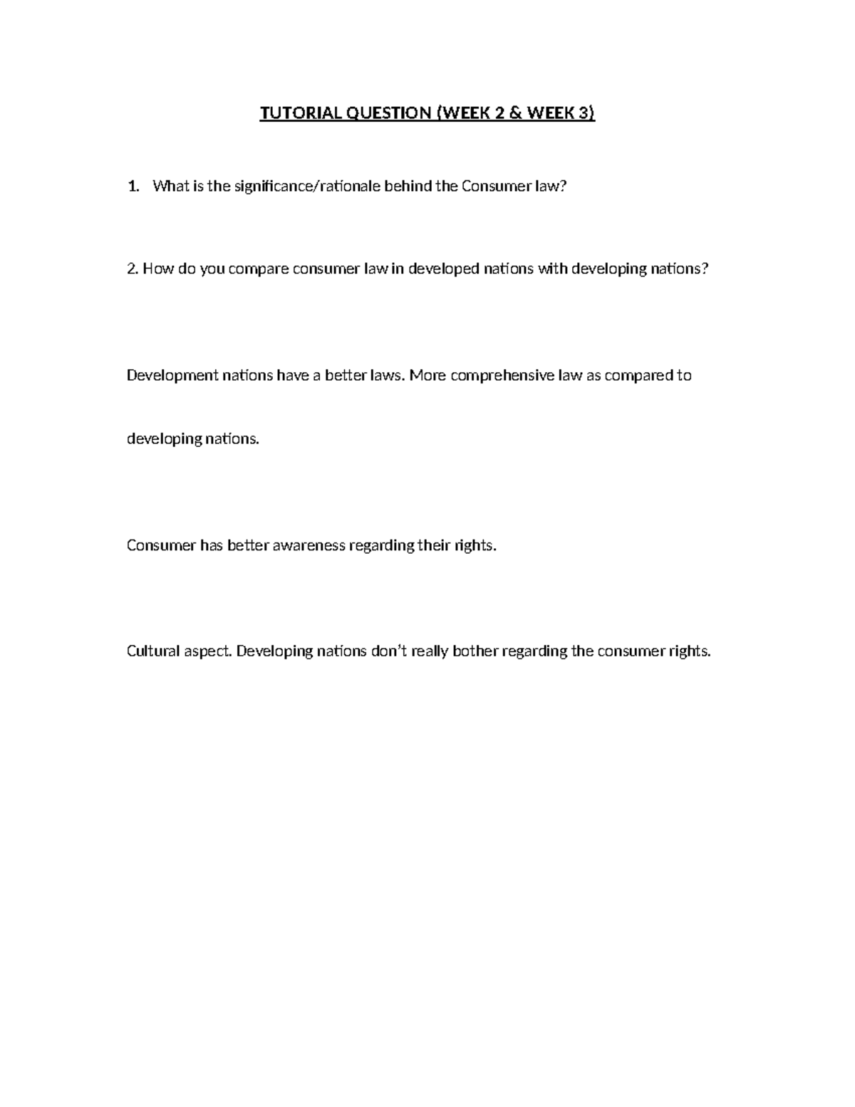W2 - W3 Tutorial Question Student - TUTORIAL QUESTION (WEEK 2 & WEEK 3) What is the - Studocu