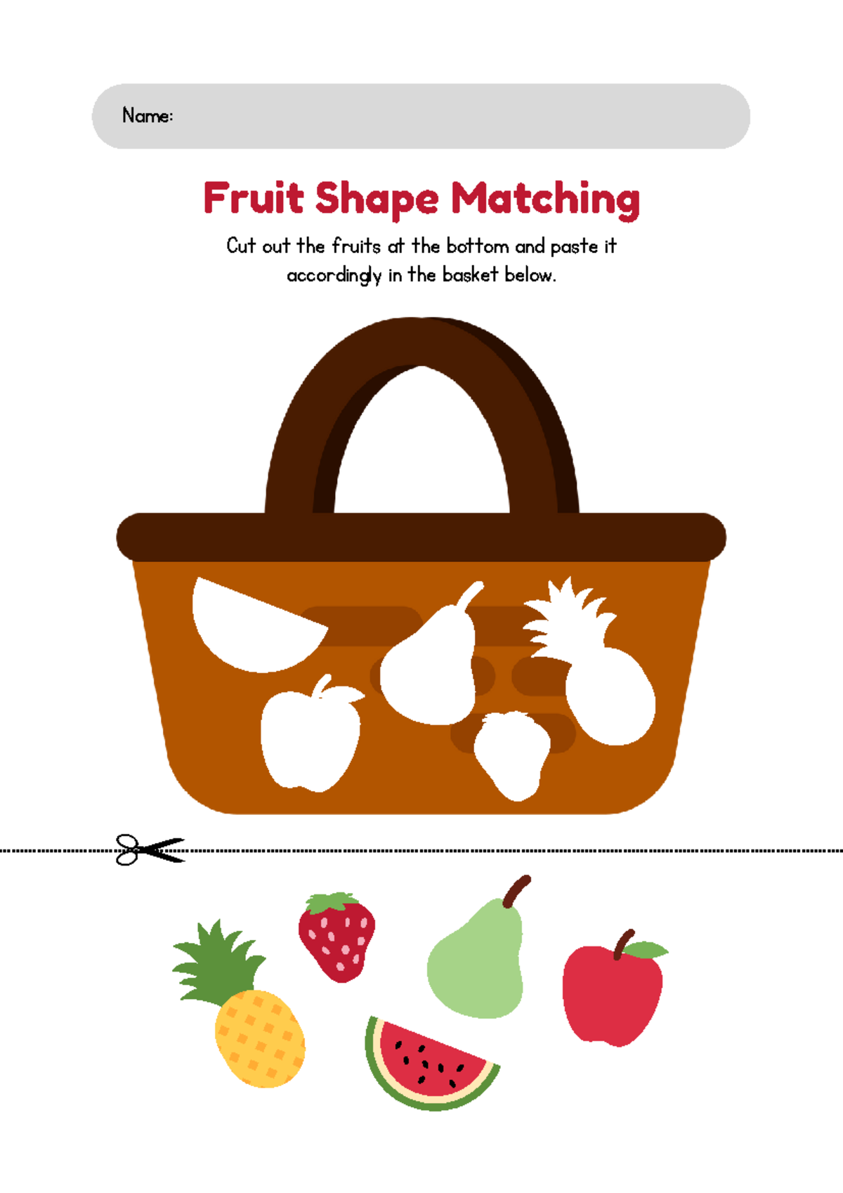 Colorful Fun Fruit Shape Matching Worksheet - Fruit Shape Matching Cut ...
