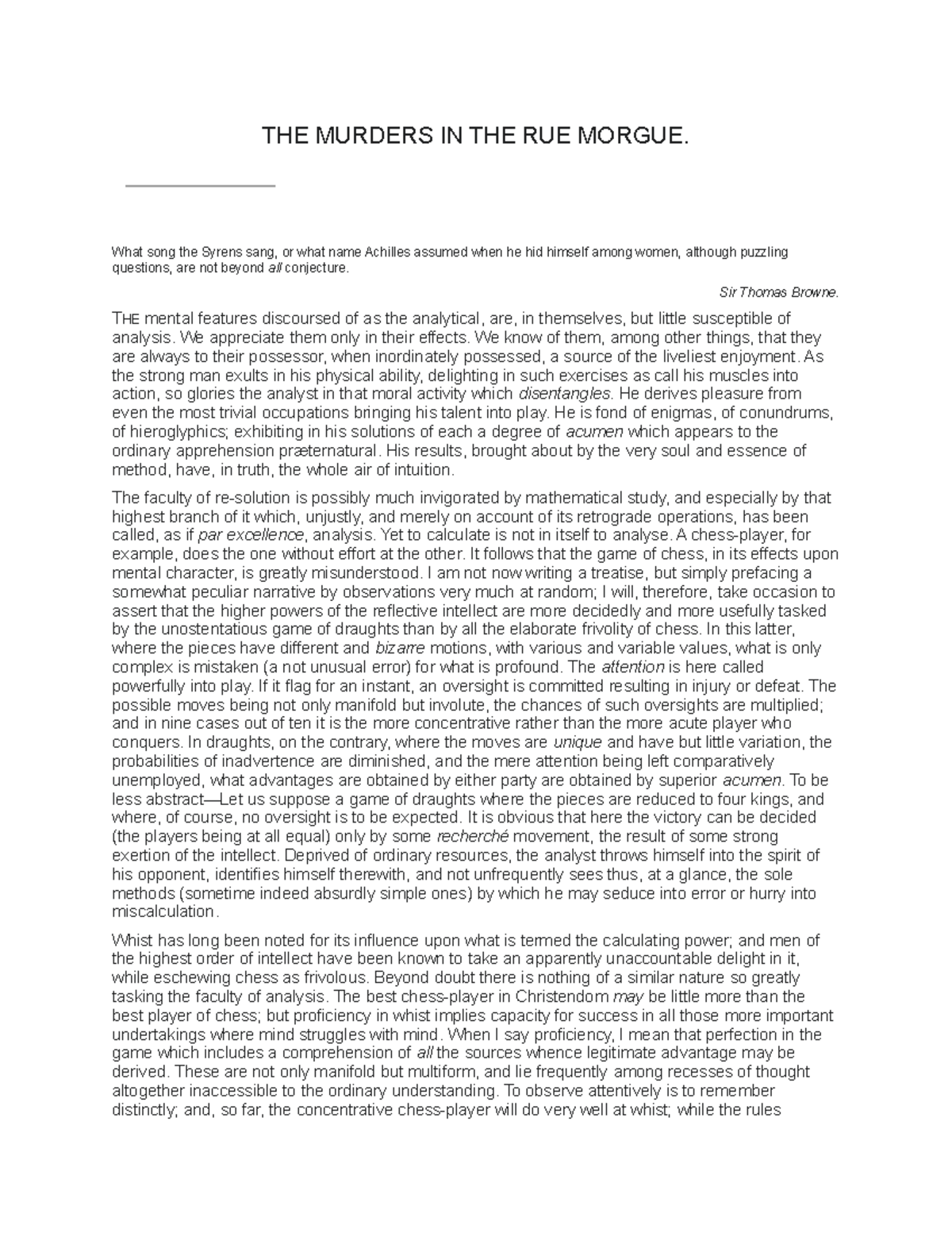 Poe's Murders in the Rue Morgue-text - THE MURDERS IN THE RUE MORGUE ...