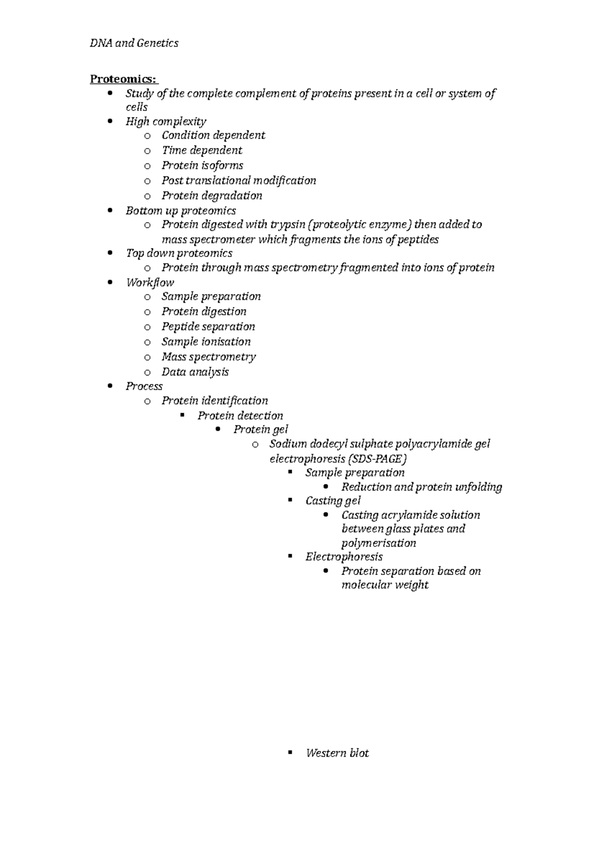 Proteomics Lecture Notes - Proteomics: Study of the complete complement ...