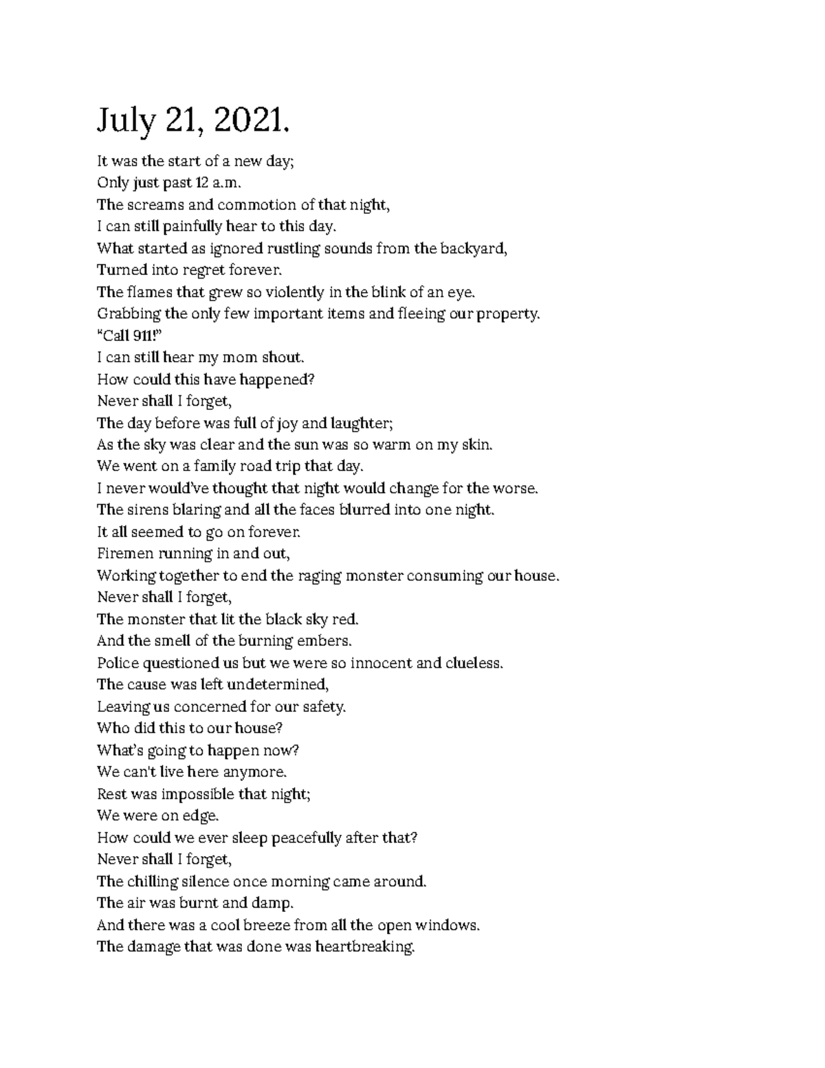 Poem - Never shall I forget poem based on personal experience. - July ...