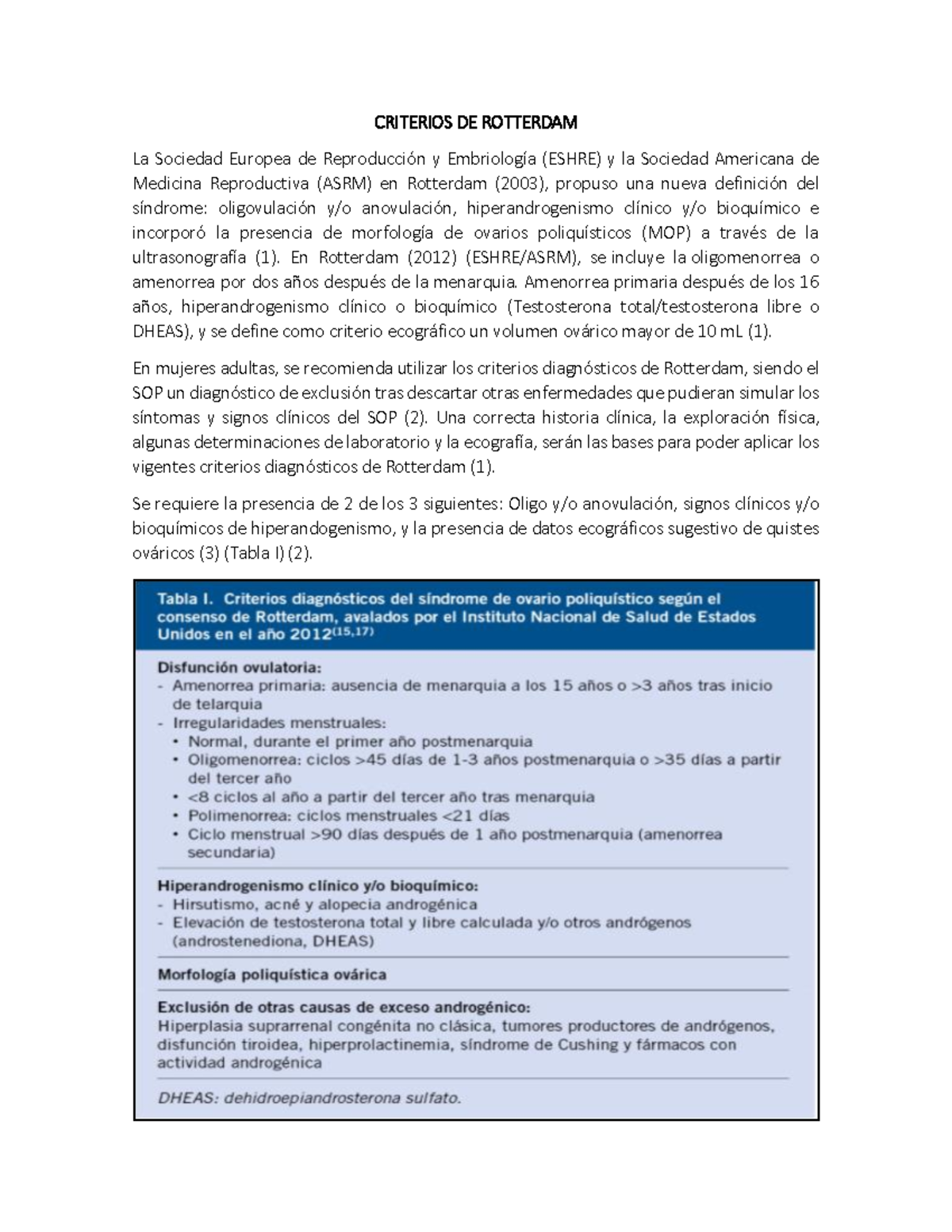 Criterios de Rotterdam - CRITERIOS DE ROTTERDAM La Sociedad Europea de ...