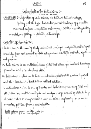 IDS UNIT-I Notes - INTRODUCTION TO DATA SCIENCE UNIT - I Introduction ...