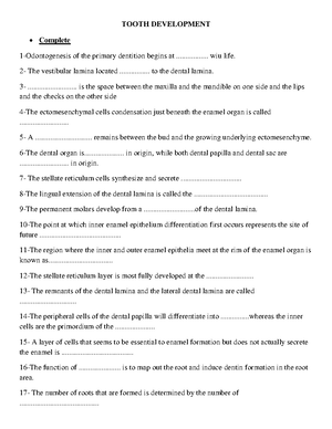Mcq - Oral biology - M.C. QUESTION Tooth development 1-Concrescence is ...
