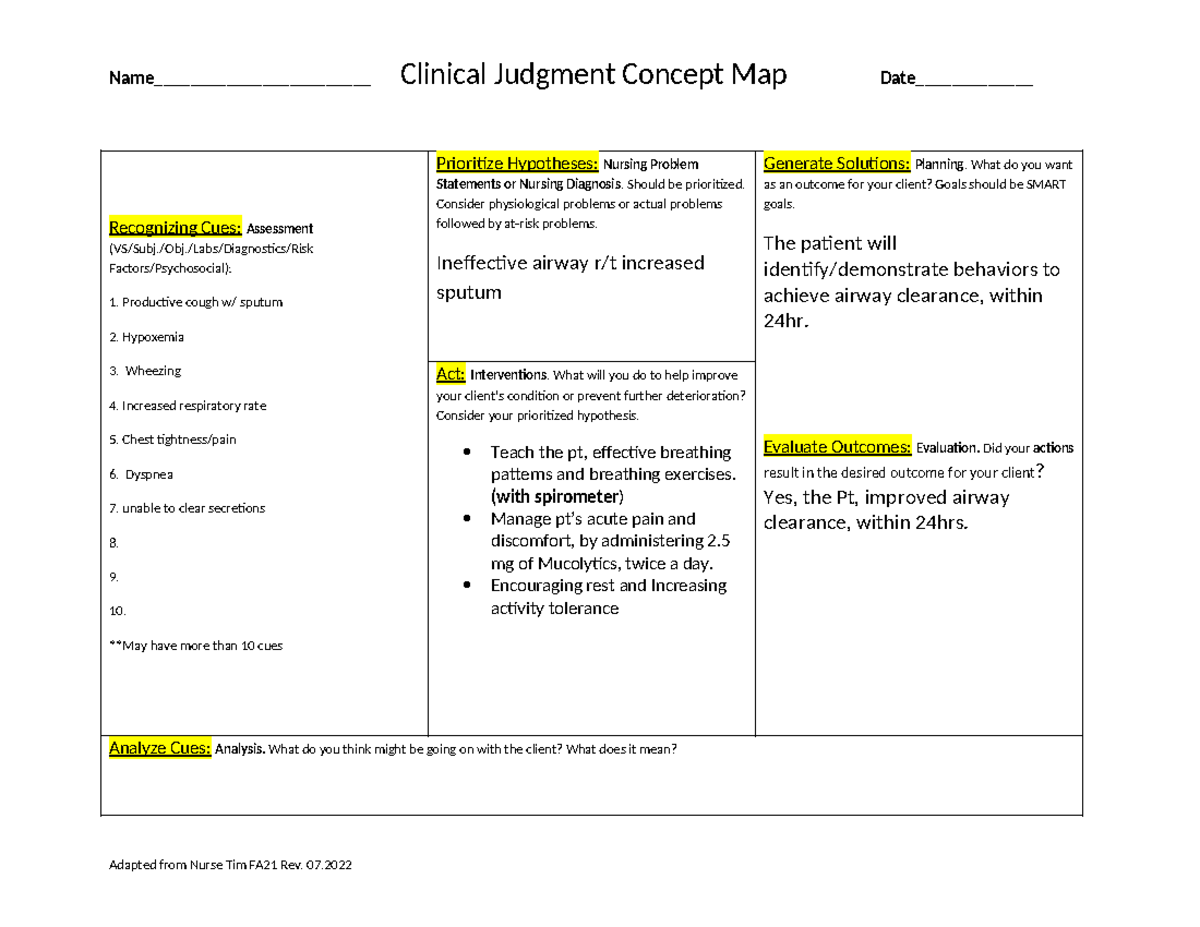 NUR 215 CM Airway - Name________________________ Clinical Judgment ...