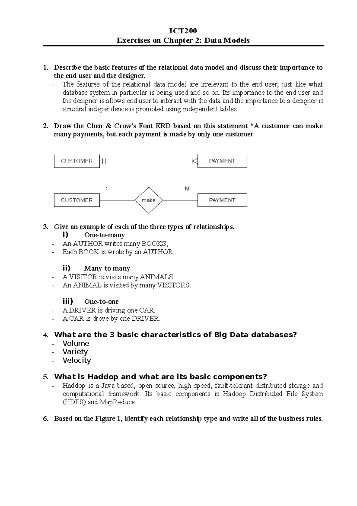 ICT200 - x - goodluck! - ICT Exercises on Chapter 2: Data Models ...