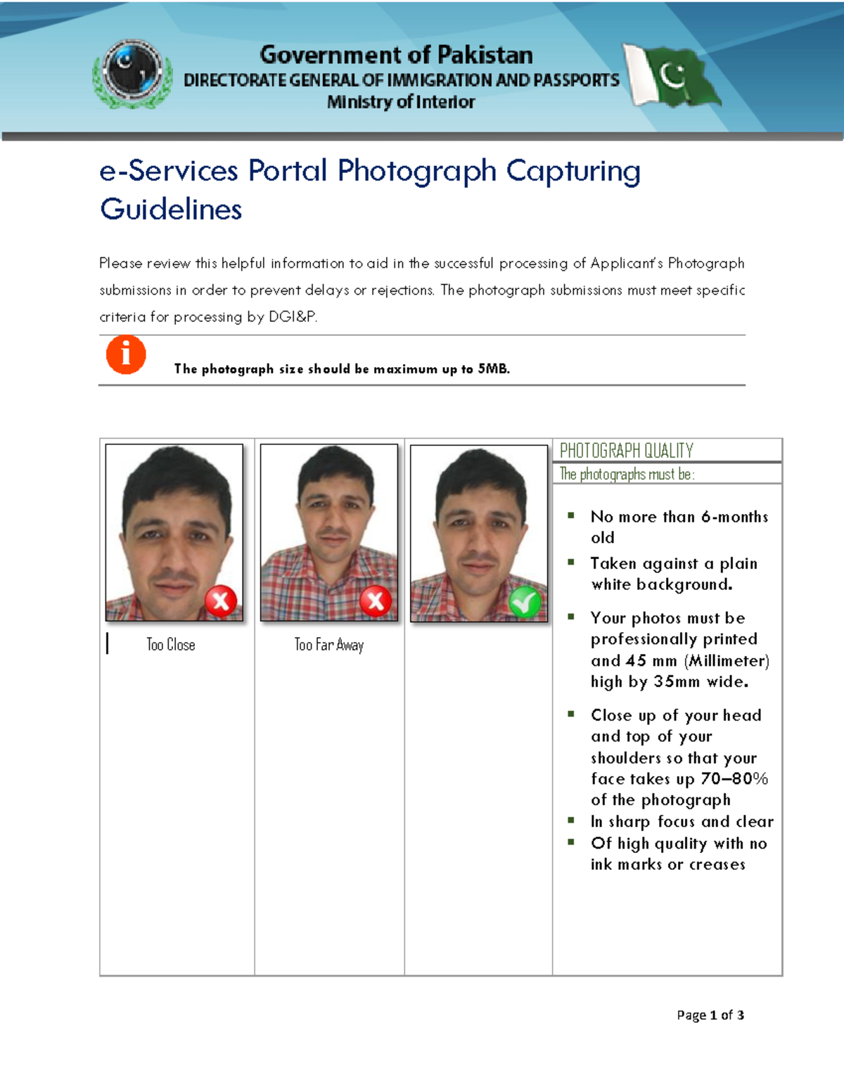 Photo Guidelines - Page 1 of 3 e-Services Portal Photograph Capturing Guidelines Please review ...