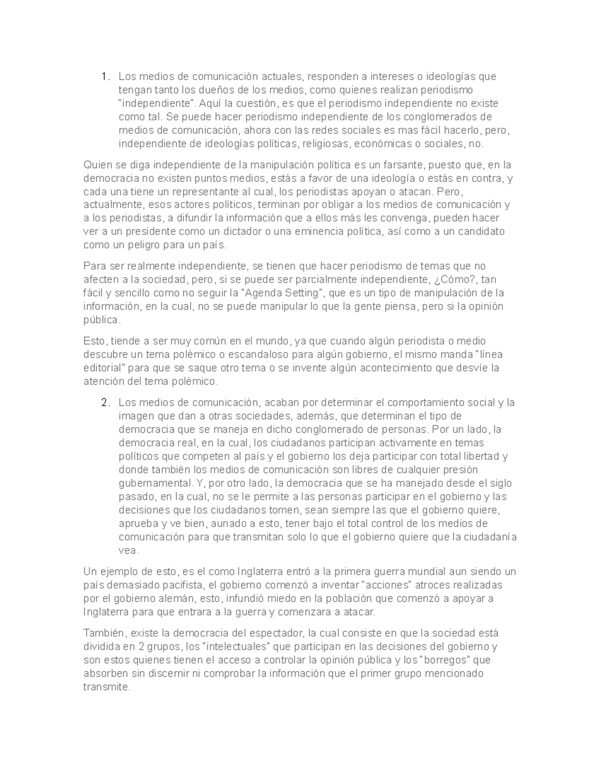 Examen 2018, preguntas y respuestas - 1. Los medios de comunicación ...