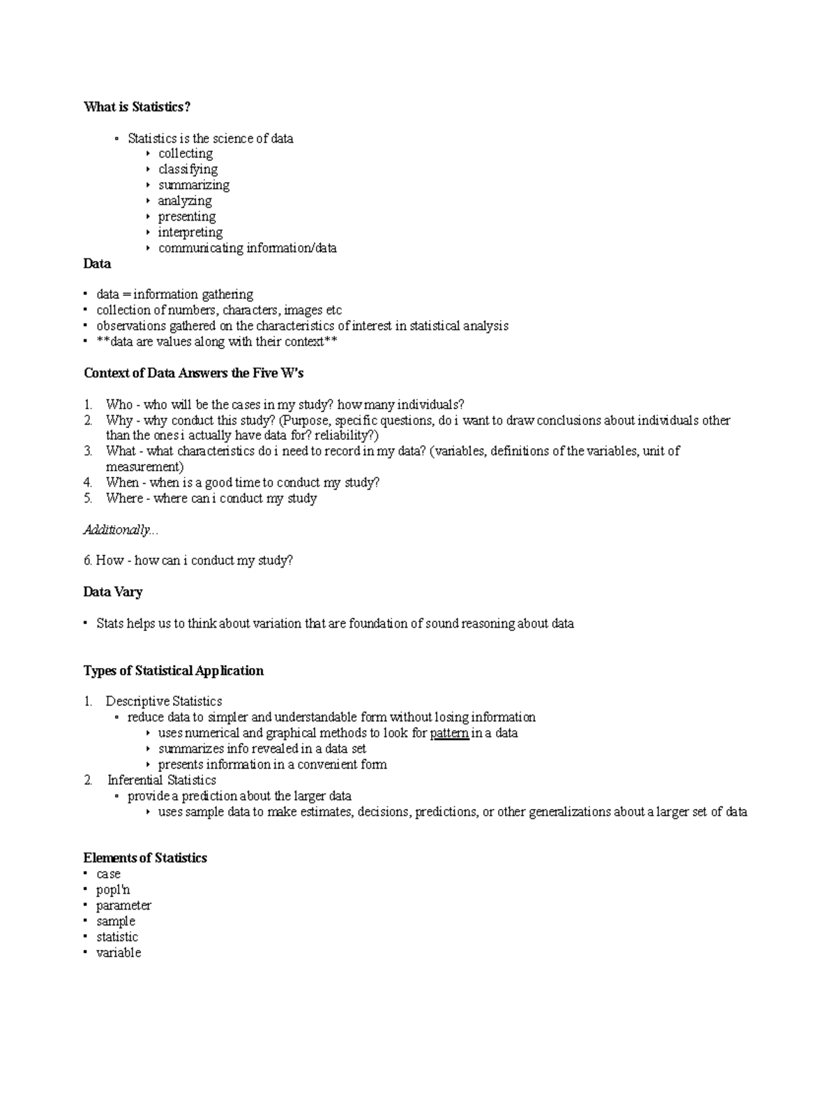 What is Statistics - stats lecture for week one - What is Statistics ...