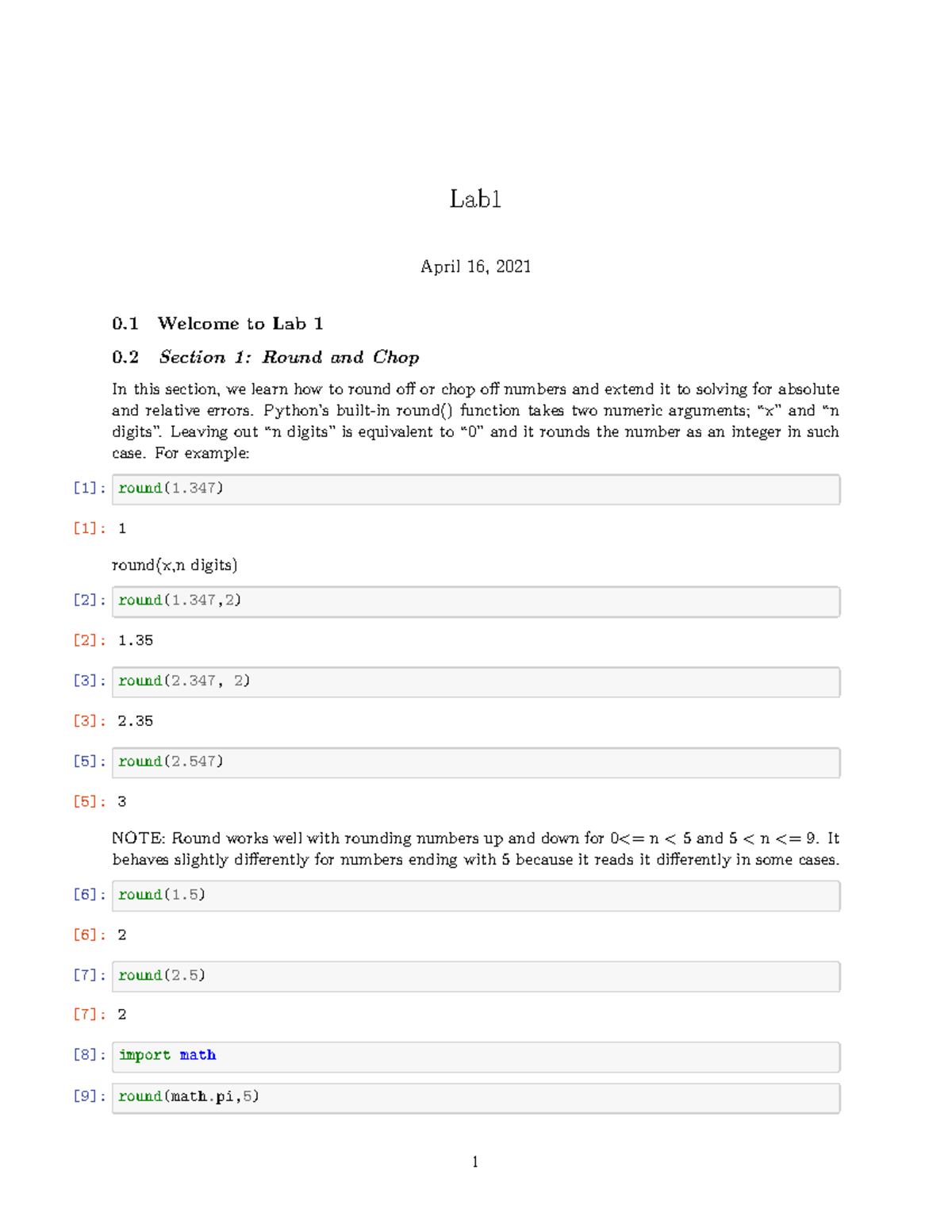 Lab1 Notes For Phython Coding - Lab April 16, 2021 0 Welcome to Lab 1 0 ...