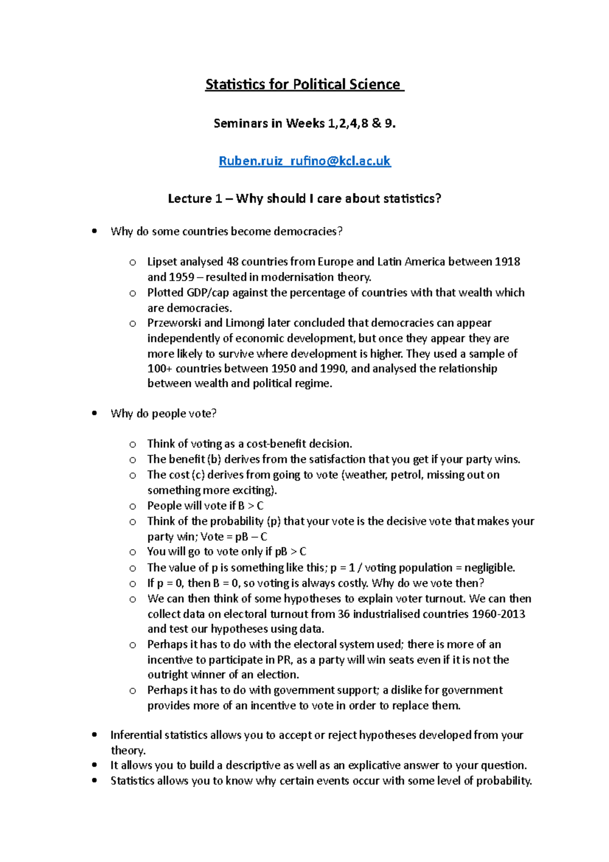 Statistics for Political Science - Statistics for Political Science ...