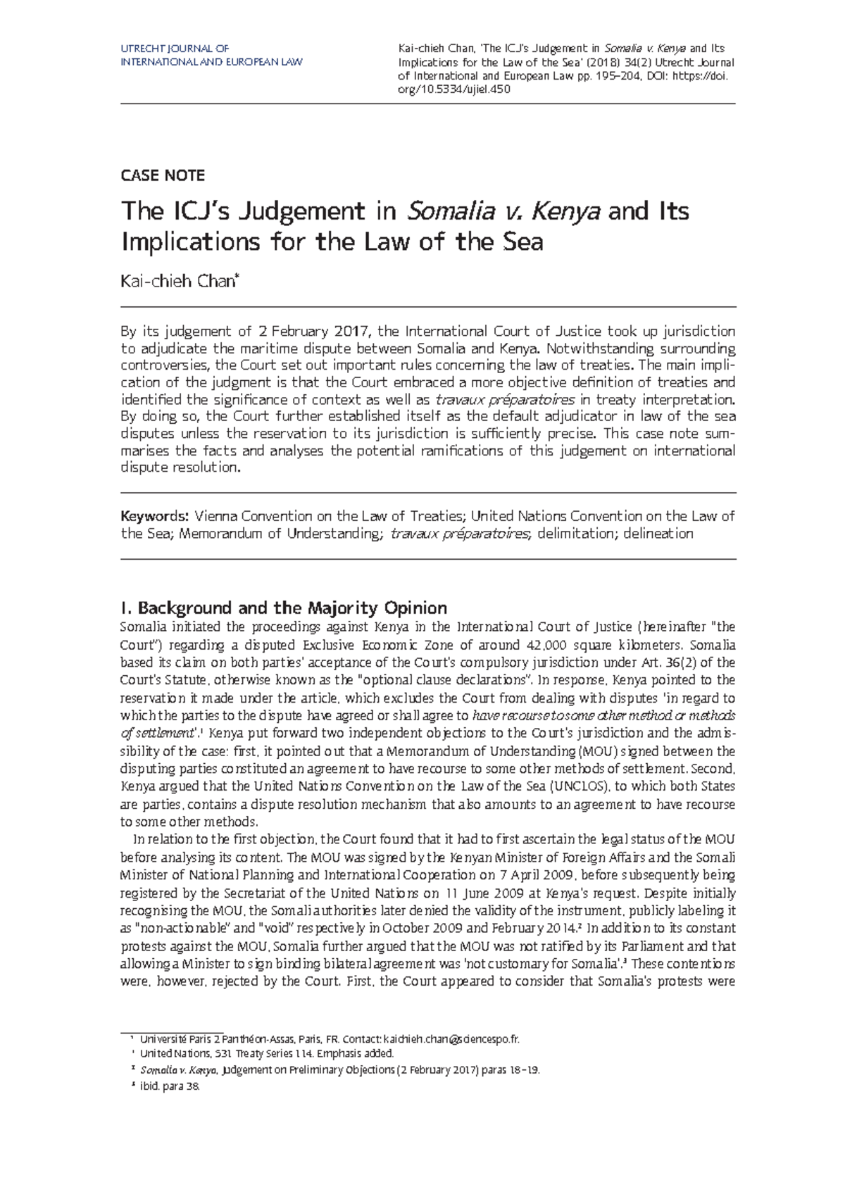 The ICJs Judgement in Somalia v Kenya and Its Imp - Kai-chieh Chan, ‘The ICJ’s Judgement in ...