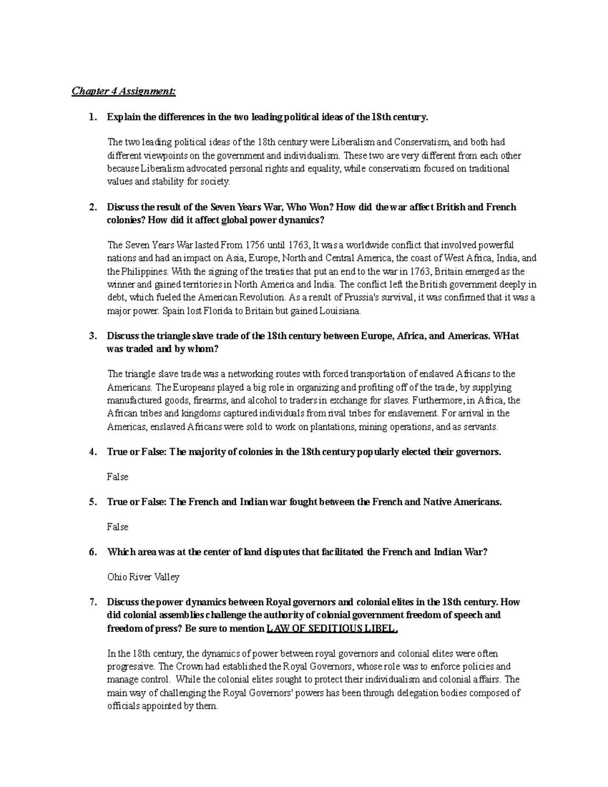 Chapter 4 Review U.S. History - Chapter 4 Assignment: Explain the ...