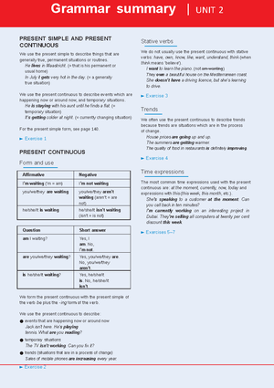 Grammar summary Unit 2 - 142 Grammar summary | UNIT 2 PRESENT SIMPLE ...
