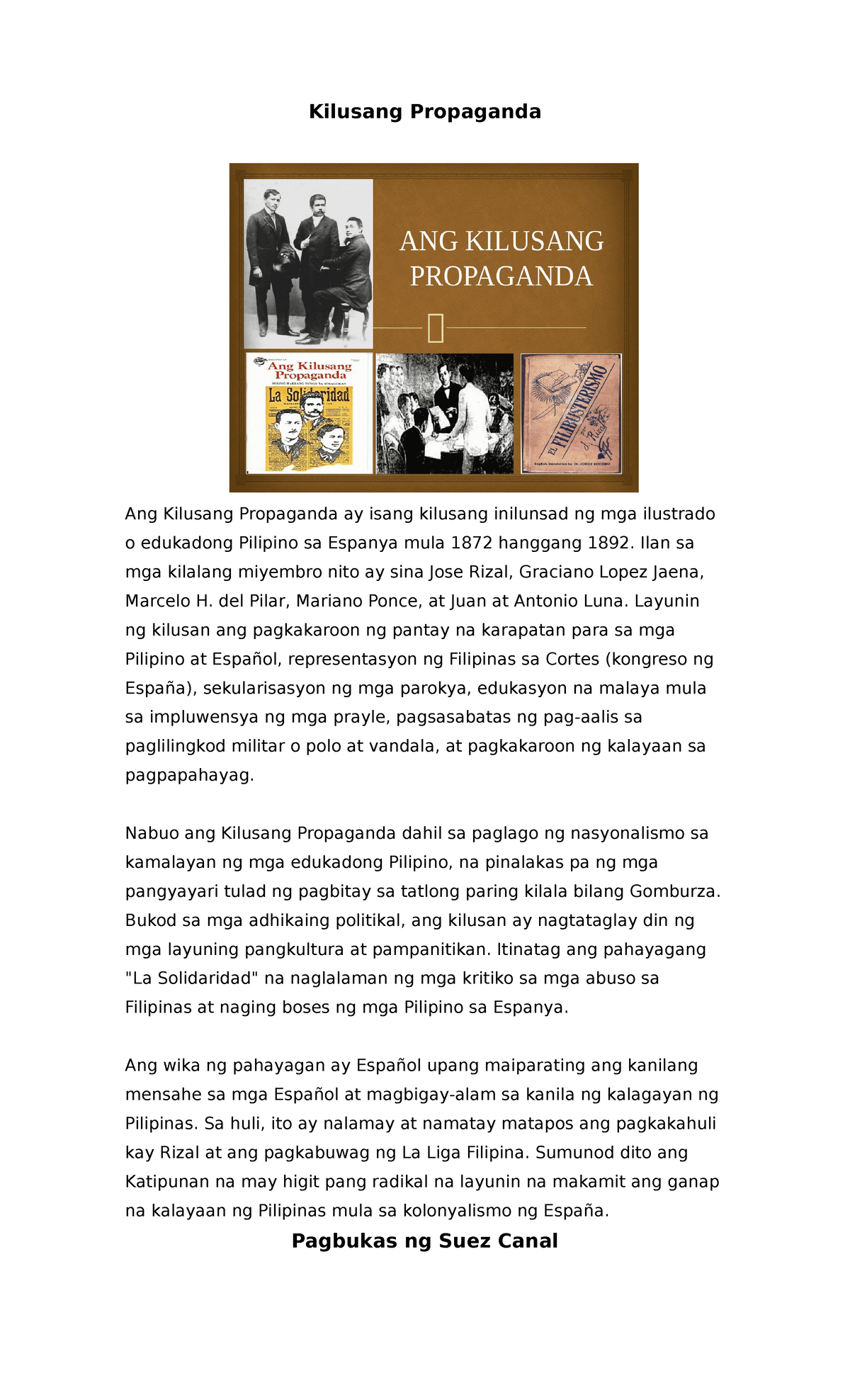 AP - THT - Kilusang Propaganda Ang Kilusang Propaganda ay isang ...