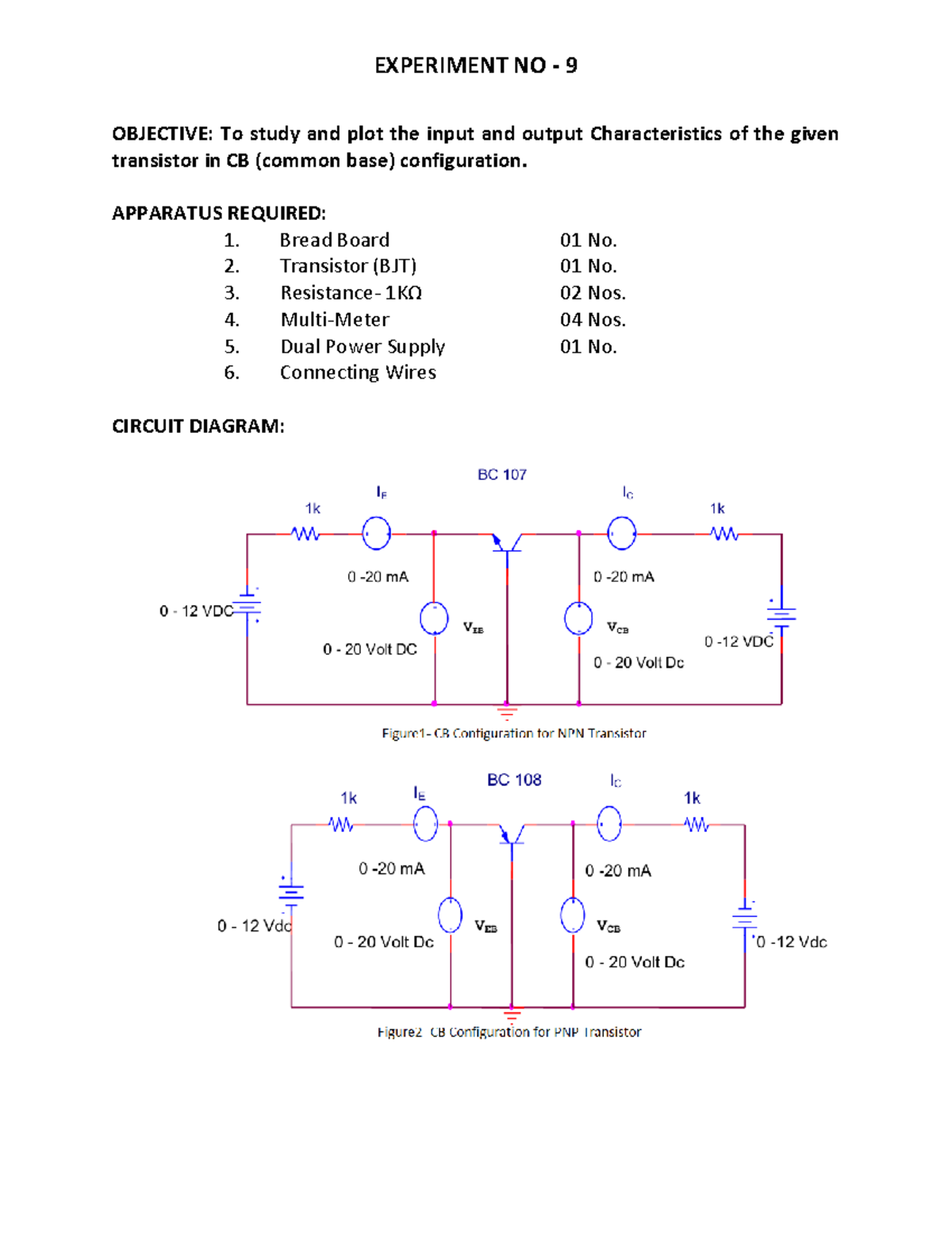 AE- I Complete Manual-4 - EXPERIMENT NO - 9 OBJECTIVE: To study and ...