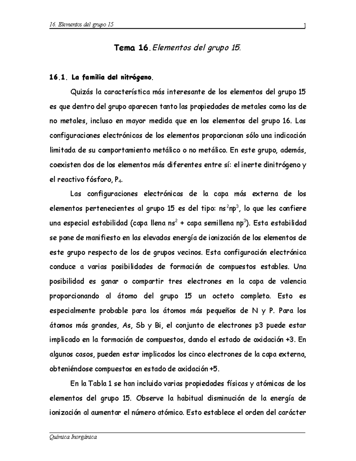 Tema 16.Elementos del grupo 15. - 16. Elementos del grupo 16 del grupo La familia del la ...