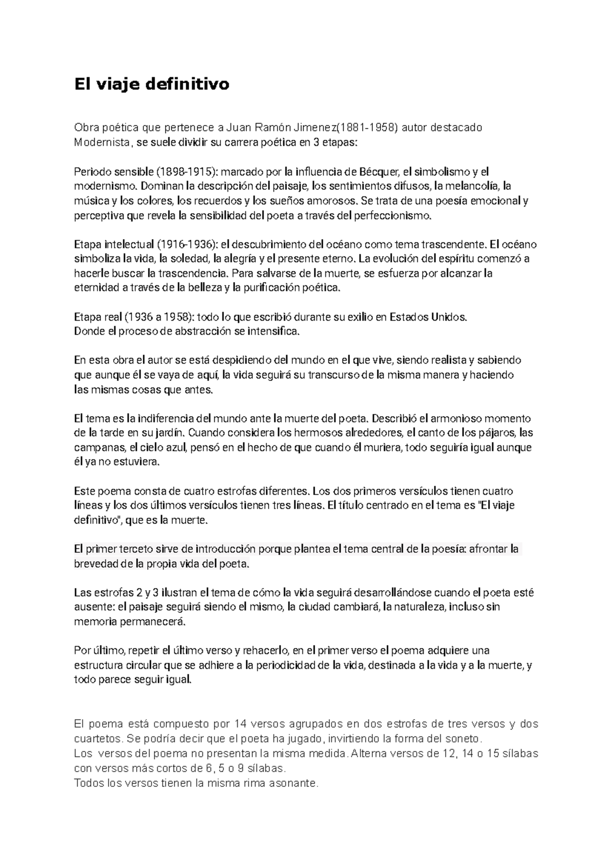 El viaje definitivo - El viaje definitivo Obra poética que pertenece a ...