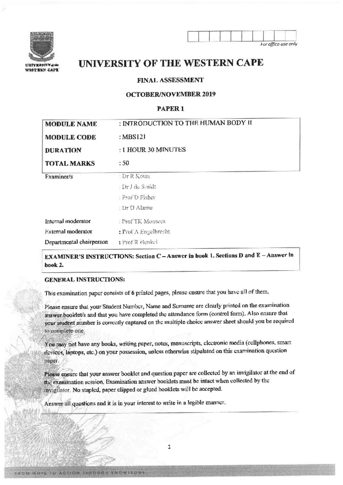 MBS121P1 2019 11 F - MBS121 - Studocu