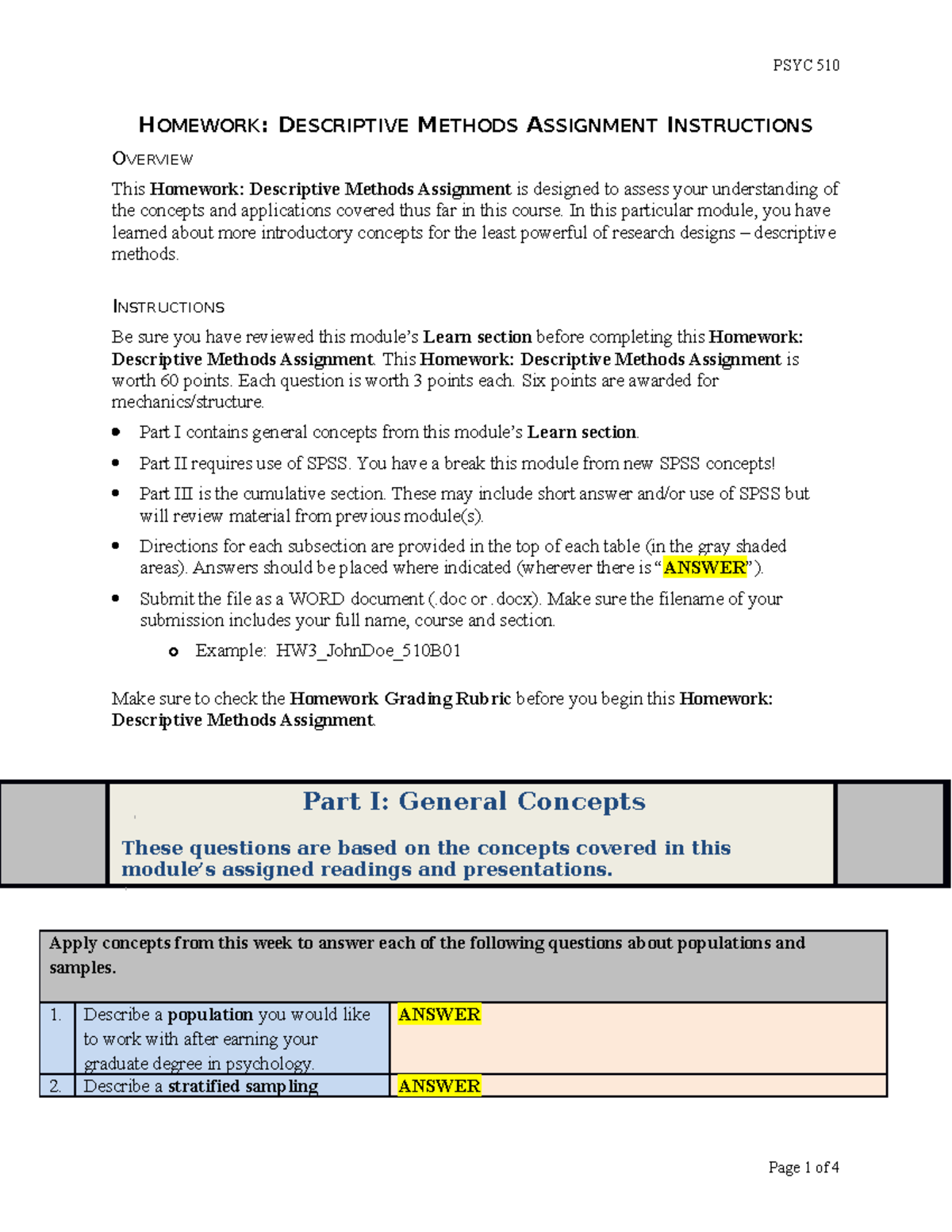 Descriptive Research Methods - HOMEWORK: DESCRIPTIVE METHODS ASSIGNMENT ...