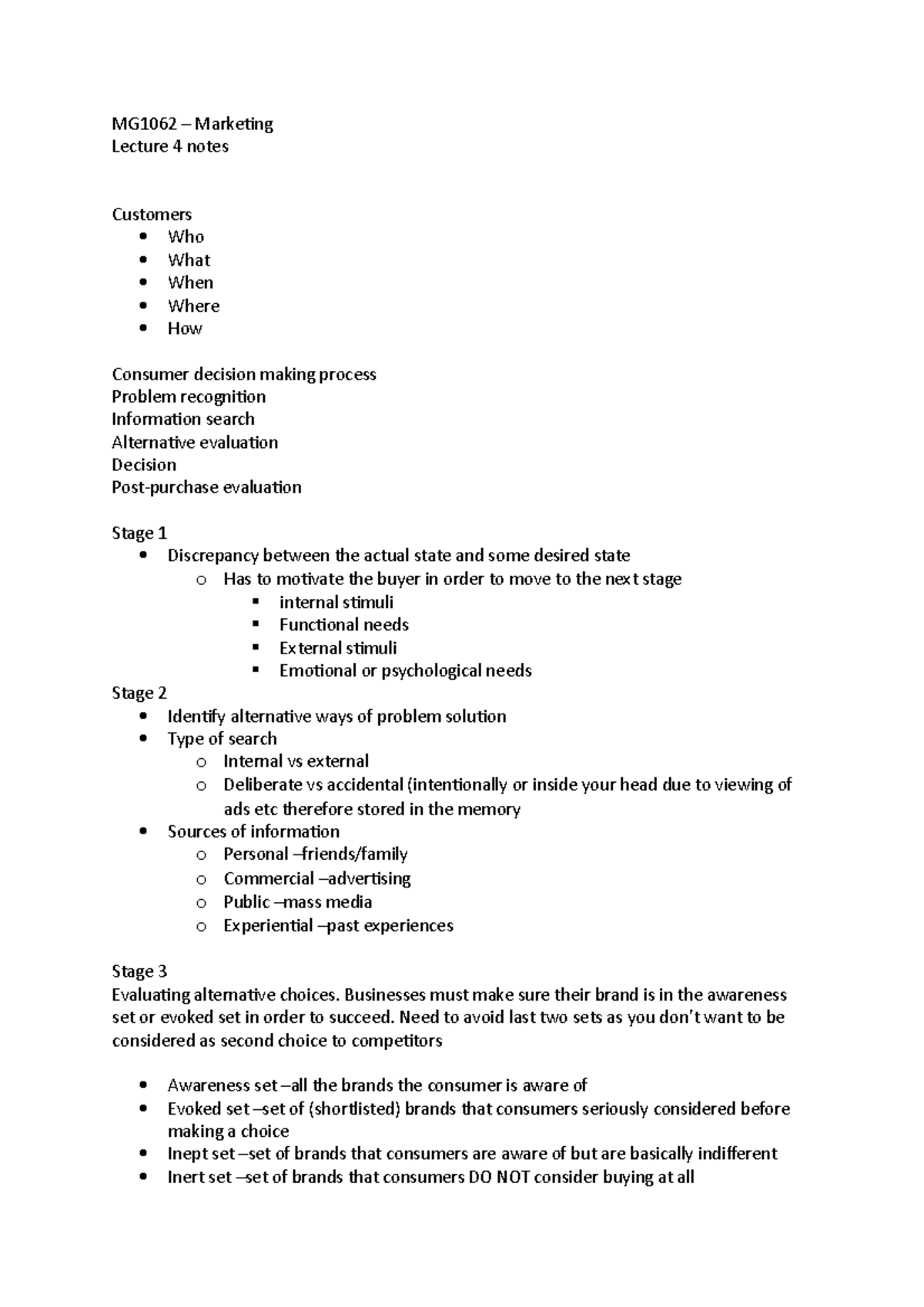 Consumer and organisational behaviour L4 - MG1062 – Marketing Lecture 4 ...