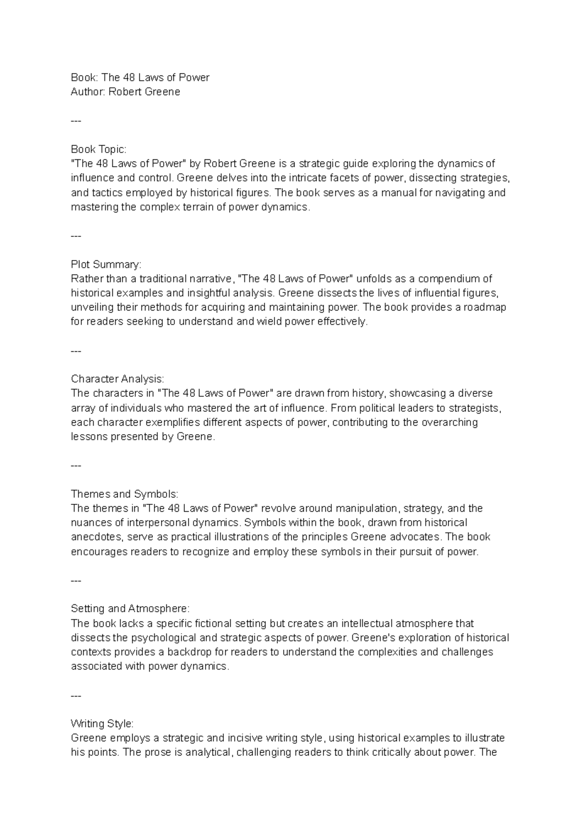 The 48 Laws of Power Book Summary & Notes - Book: The 48 Laws of Power ...