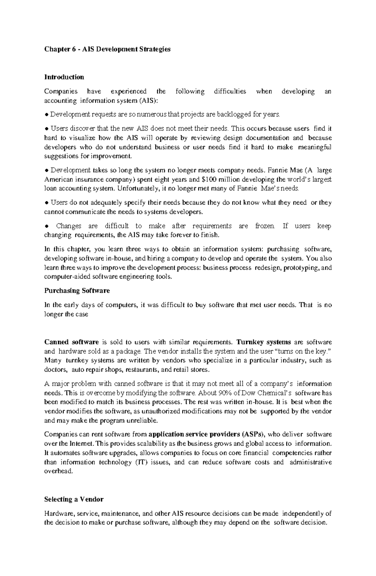 Chapter 6 - AIS Development Strategies - Chapter 6 - AIS Development ...