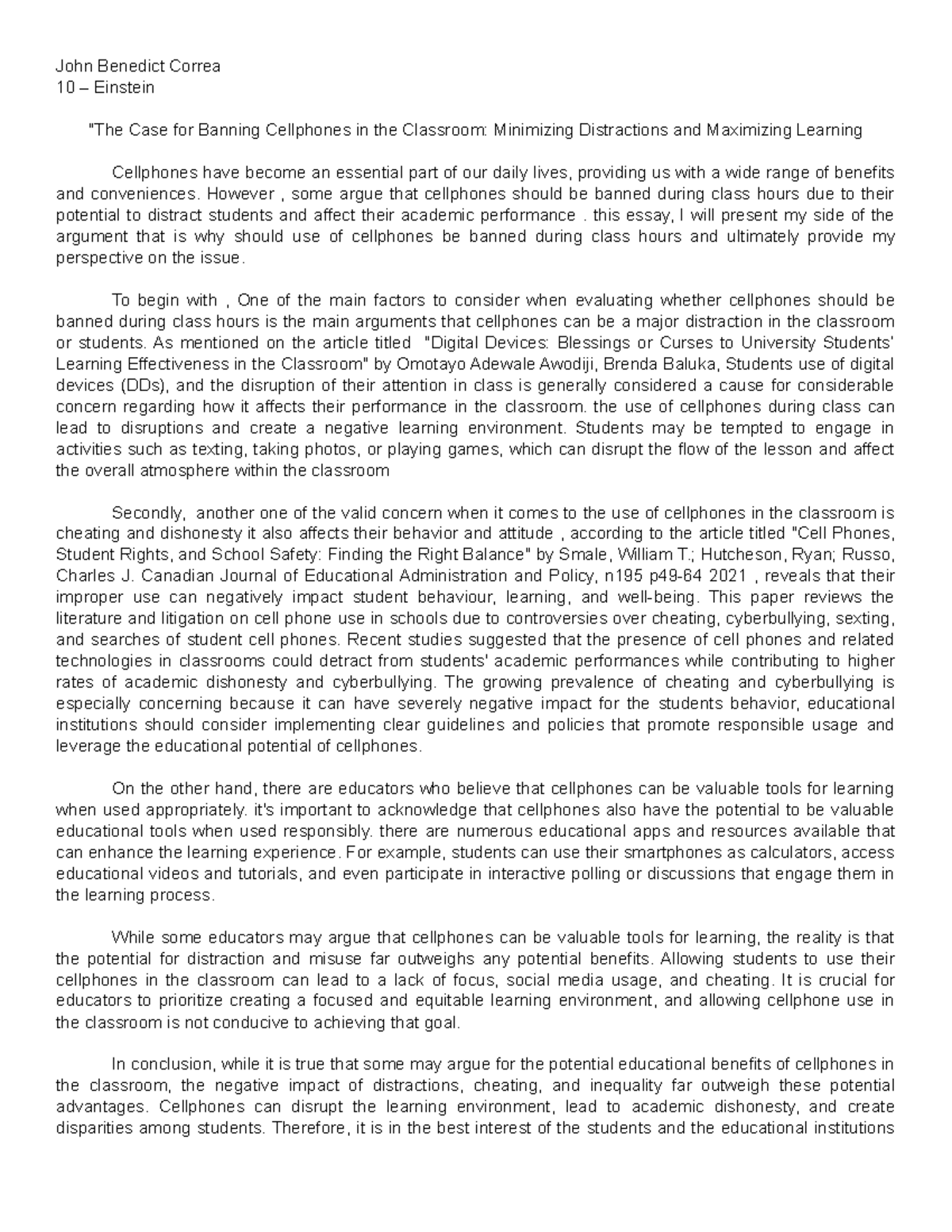 John Benedict Correa - physics - John Benedict Correa 10 – Einstein ...